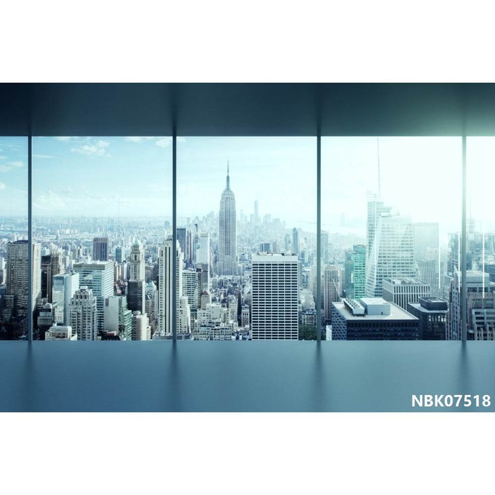 Night City Modern Buildings Curtain Window Interior Decor Photography ...
