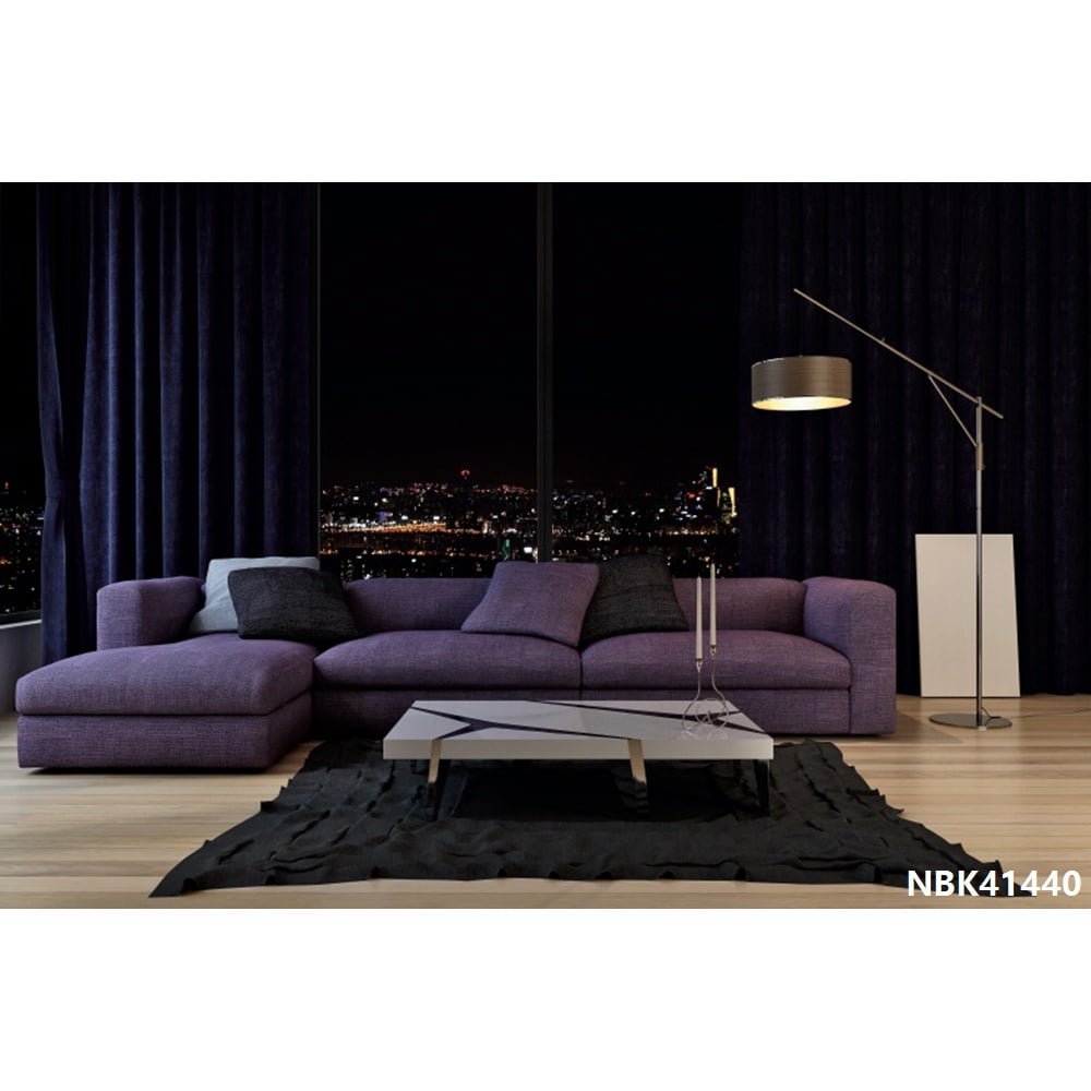 Night City Modern Buildings Curtain Window Interior Decor Photography ...