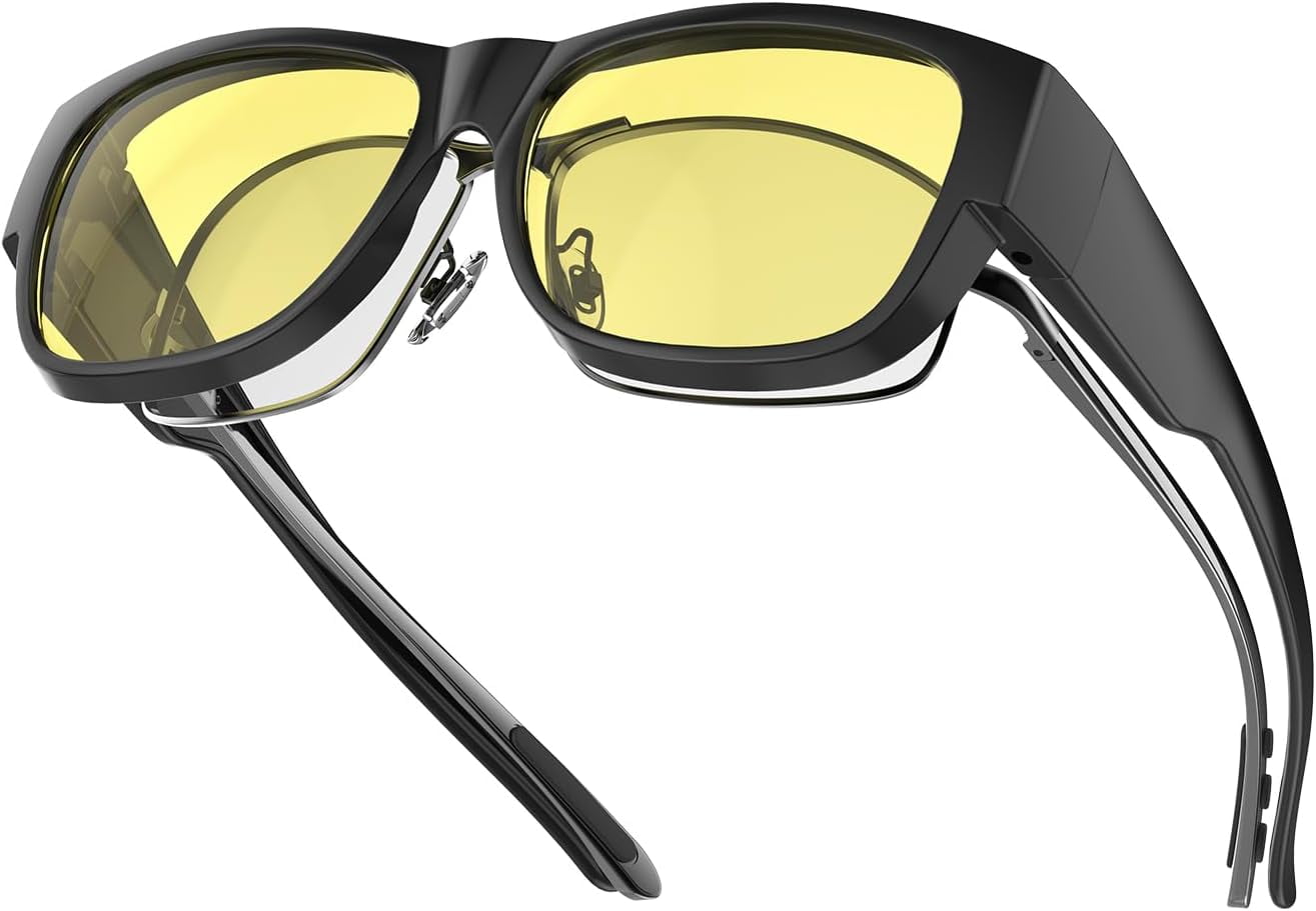 Night Driving Glasses Fit over Glasses for Men Women, Yellow Anti Glare ...