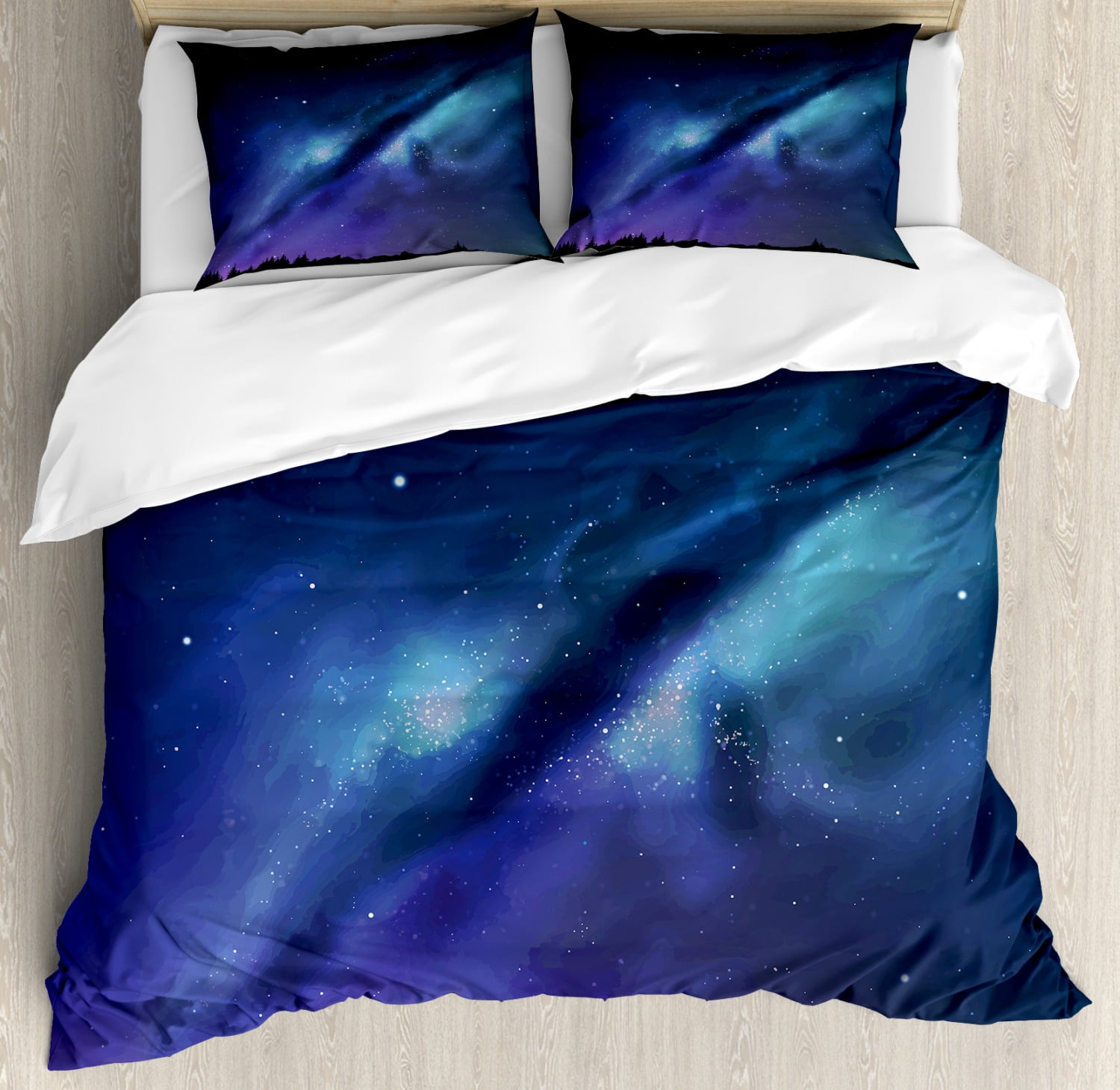 Night Duvet Cover Set, Milky Way Inspired Nebula Cluster Galaxy Cosmos ...