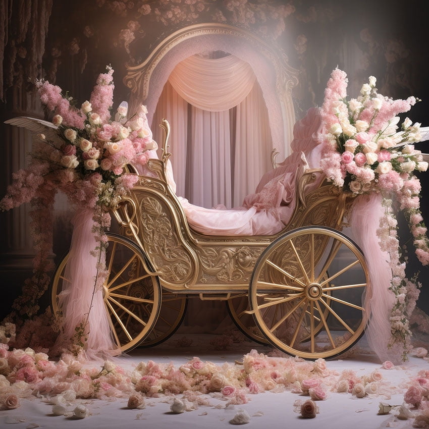 Night Fairytale Carriage Flower Girl Princess Birthday Party Portrait r ...