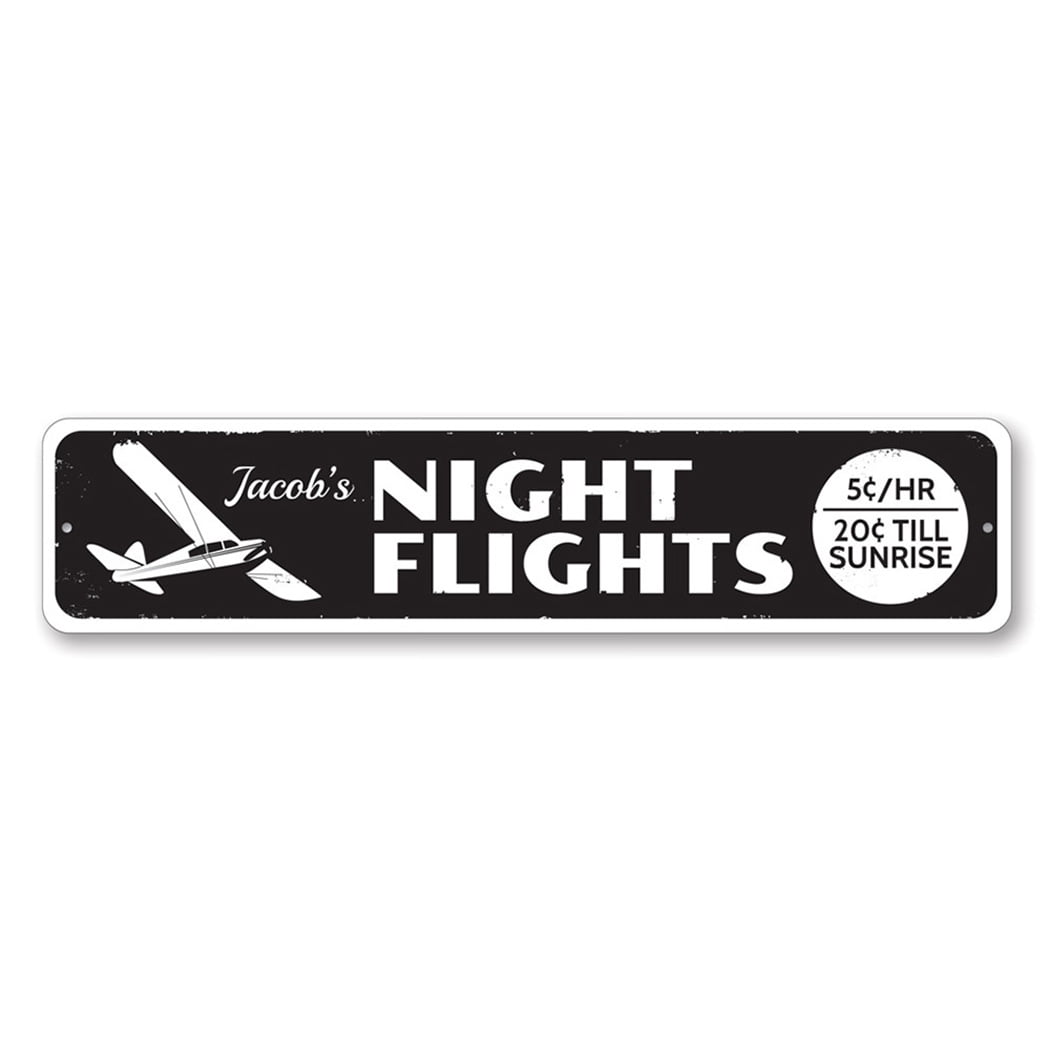 Night Flights Sign, Airplane Sign, Custom Pilot Name Sign, Aviation ...