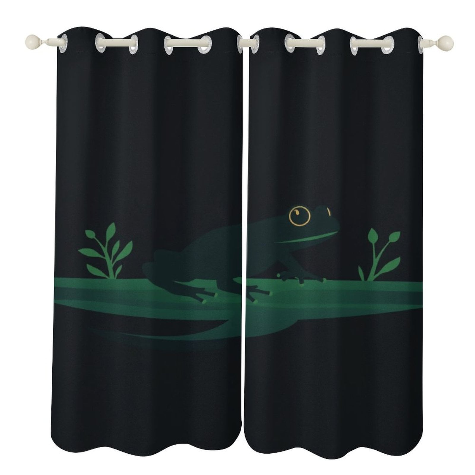 Night Frog Leaf Curtains for Bedroom Living Room Drapes Kitchen ...
