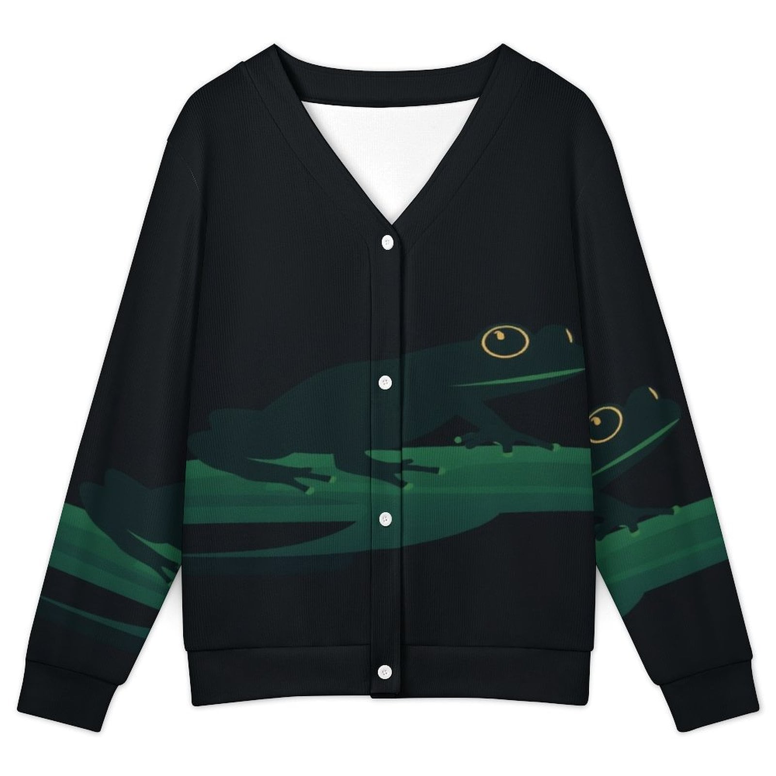 Night Frog Leaf Sweater Women V-neck Single-Breasted Letters Long ...