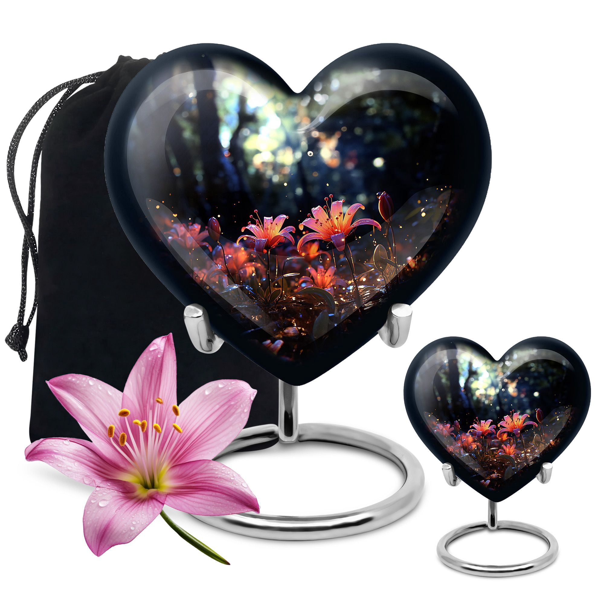 Night Glow Lily Large Funeral Urns For Ashes Adult Dad - Mini Memorial ...