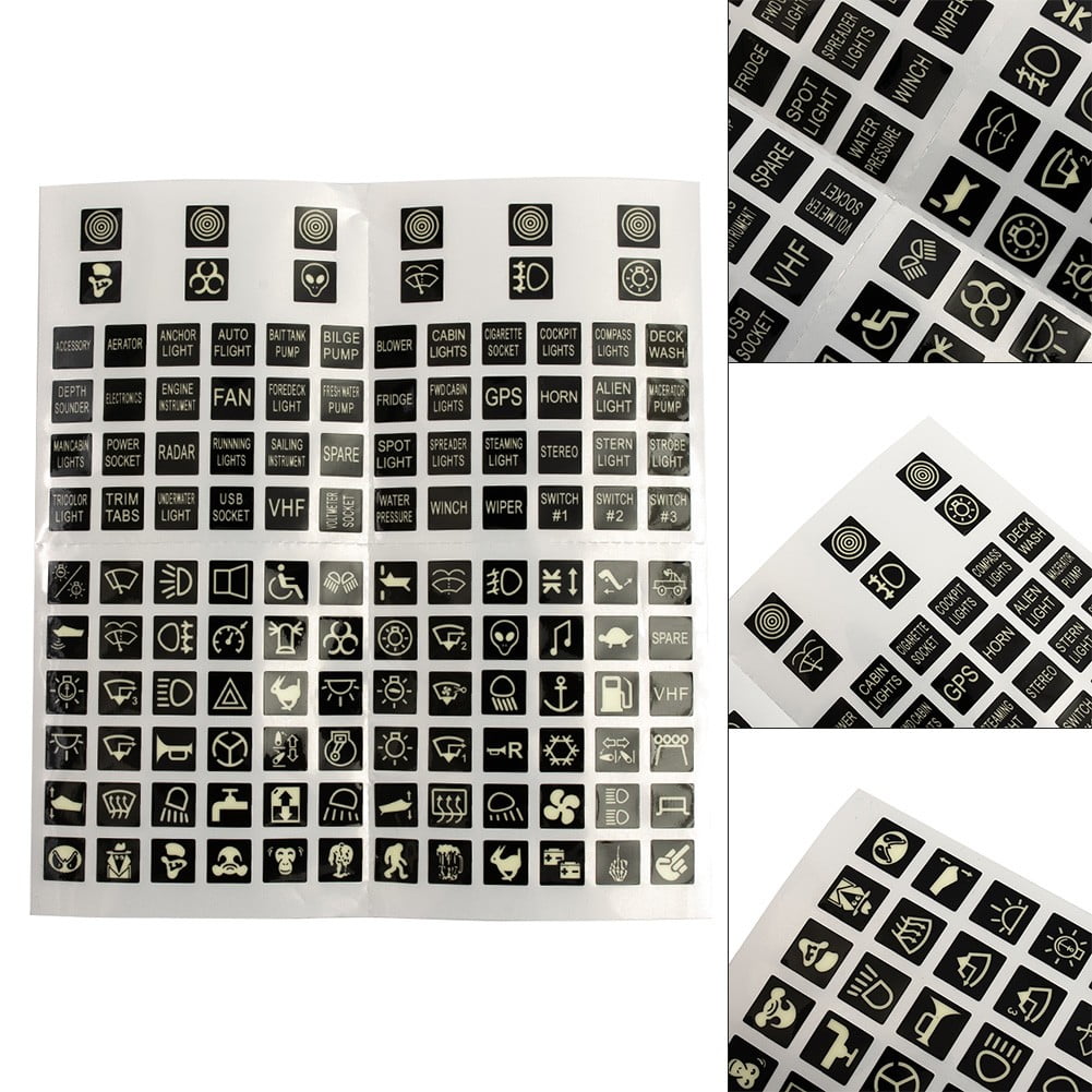 Night Glow Rocker Switch Decal Label Circuit Panel Sticker Car Boat ...