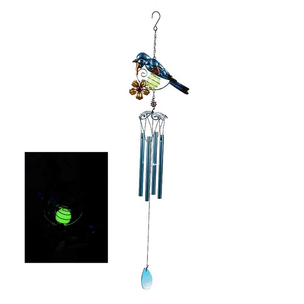 Night Glowing Wind Chime Metal Bird Wind Bell Hanging Decoration Night ...