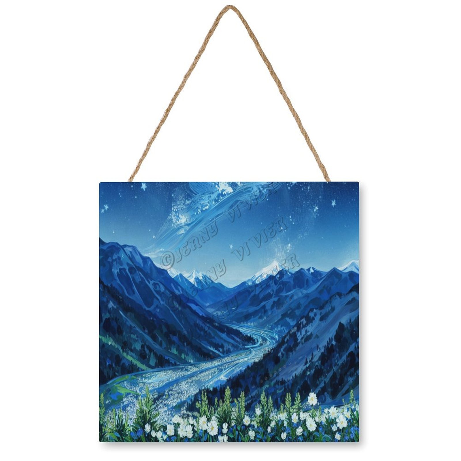 Night Hill Decorative Wood Hanging Wood Plaque, Rustic Door Sign, Wall ...