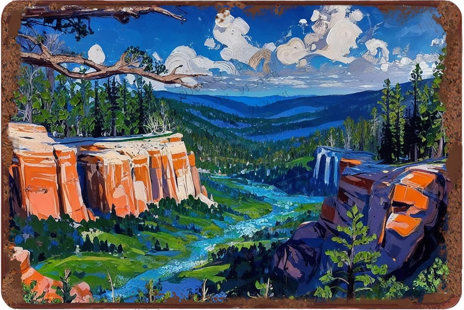 Night Hill Natural Landscape Retro Aluminum Sign 12x16 in Metal Tin ...