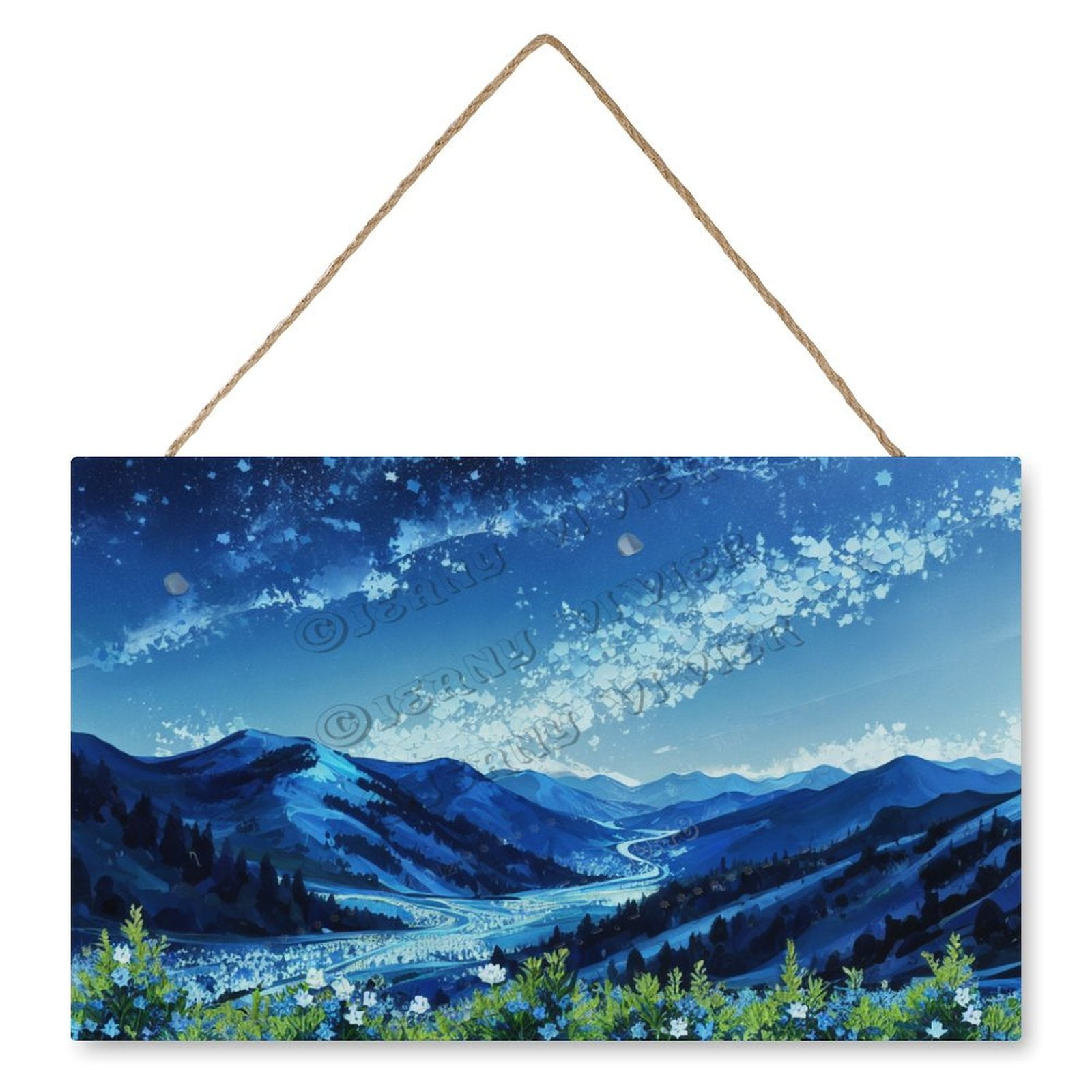 Night Hill Rustic Wood Hanging Sign Farmhouse Hanging Plaque, Nature ...