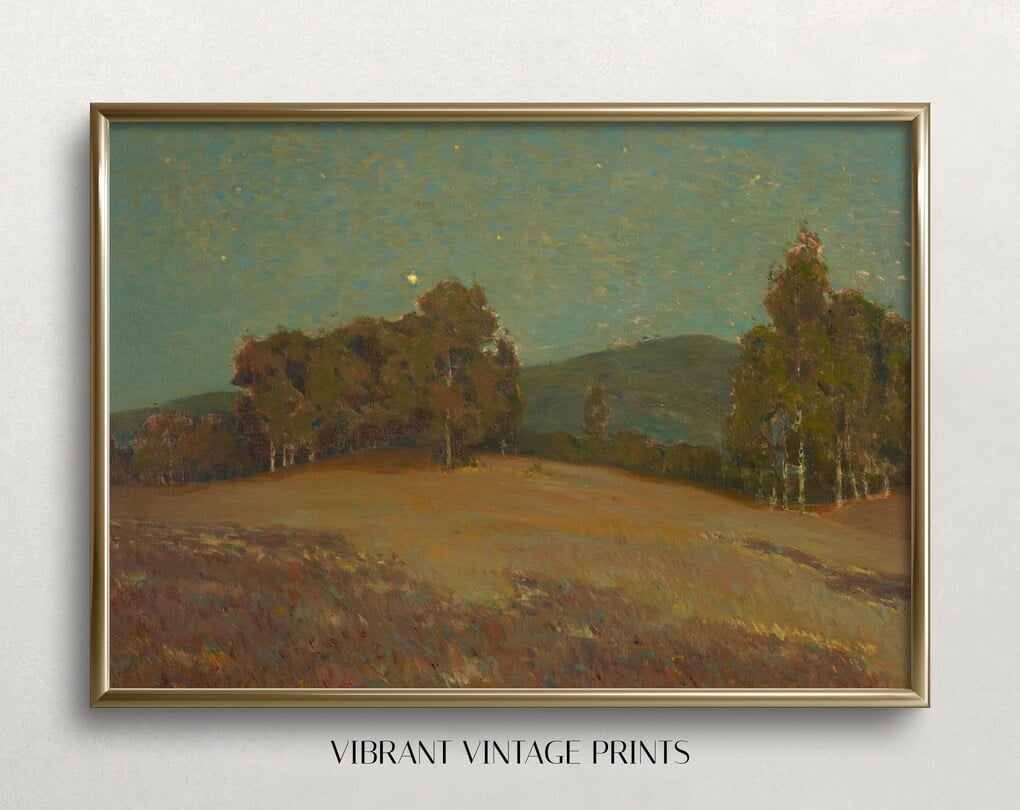 Night Landscape Vintage Wall Art Dark Moody Landscape Night Shadows ...