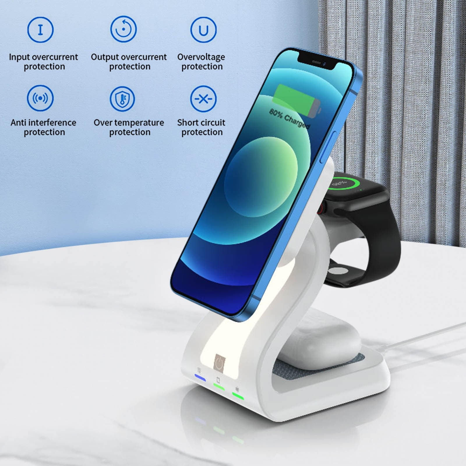 Night Light 15W Wireless Fast Charger Night Light Quick Charging ...