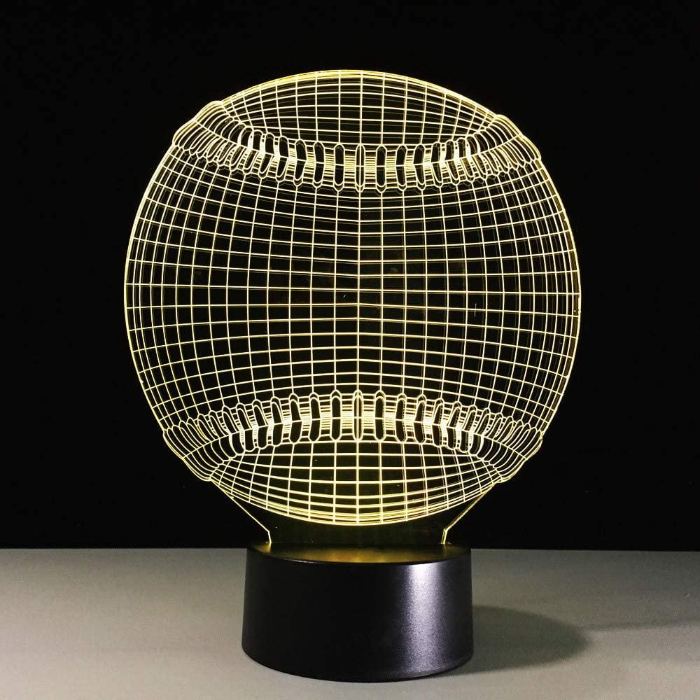 Night Light 7 Colors Changing Softball Led Night Light 3D Ball Visual ...