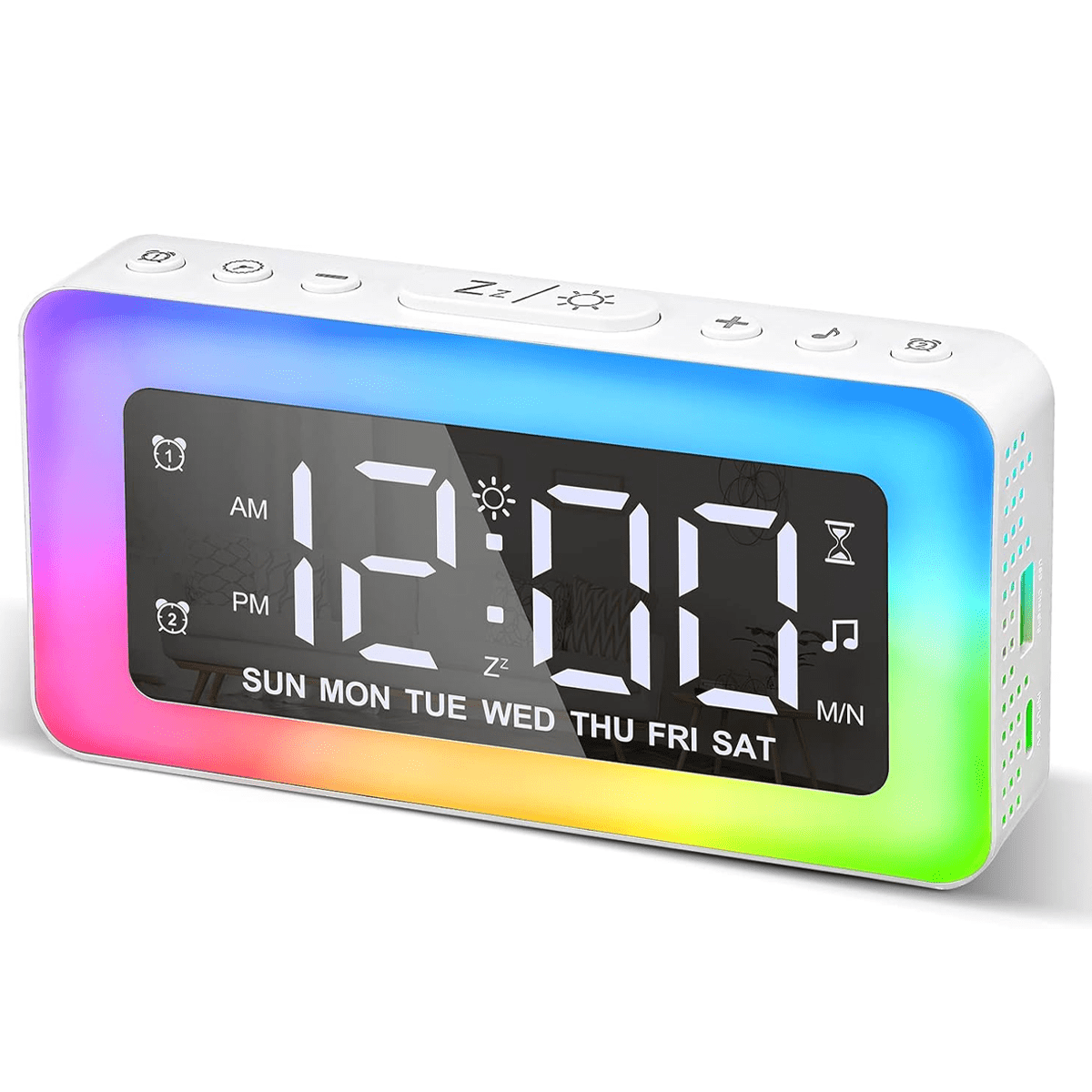 Night Light Alarm Clock For Kids, Teenagers, Adults, Mirrored Clock ...