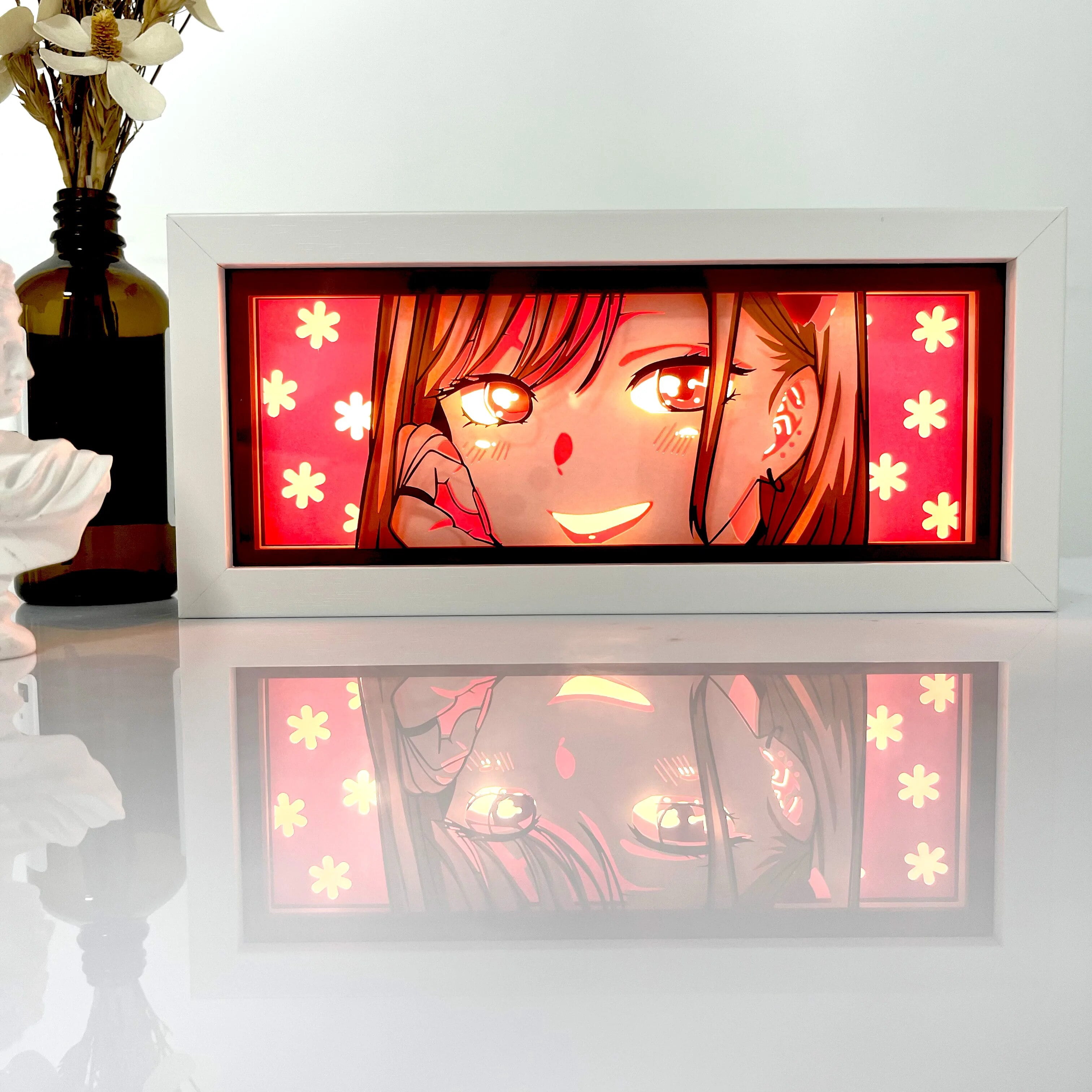 Night Light Anime Paper Cut Shadow Light Box 3D Shadow Lamp Laser Paper ...