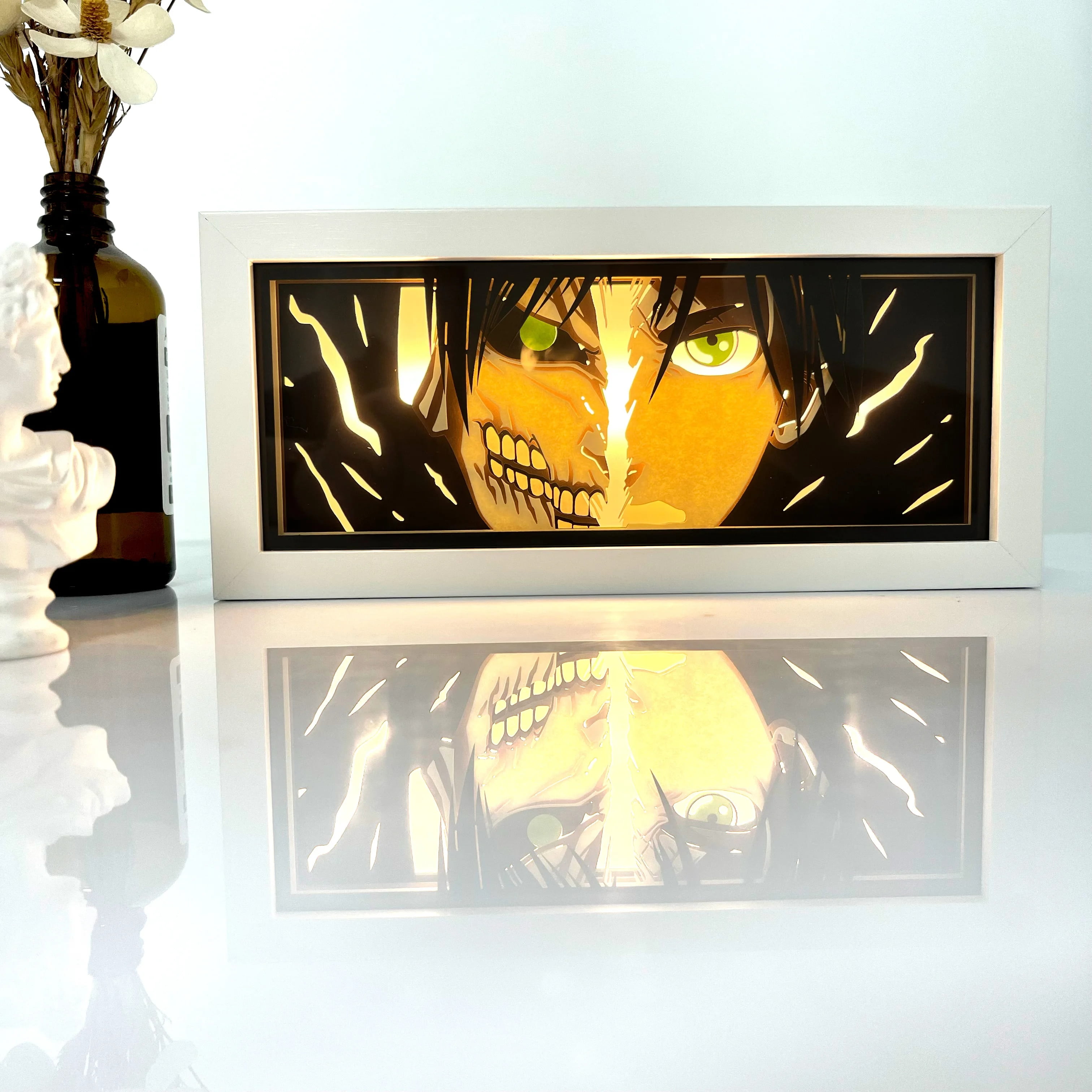 Night Light Anime Paper Cut Shadow Light Box 3D Shadow Lamp Laser Paper ...