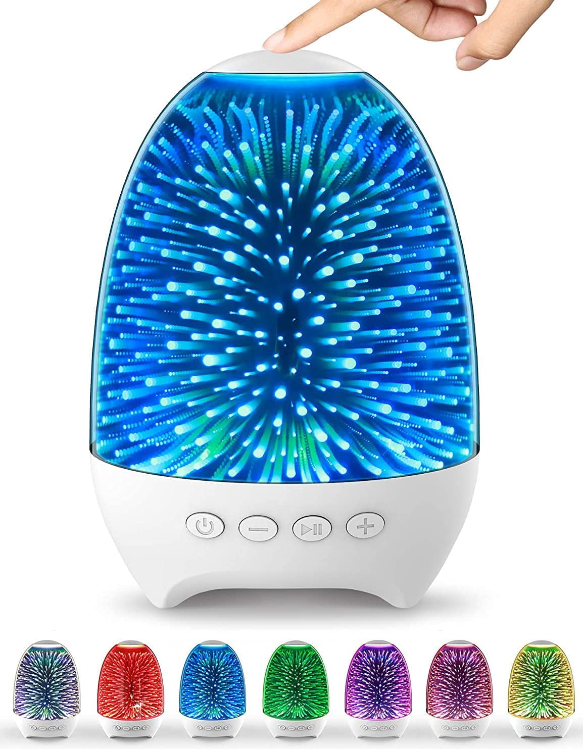 Night Light Bluetooth Speaker, 3D Glass Touch Control Bedside Table ...