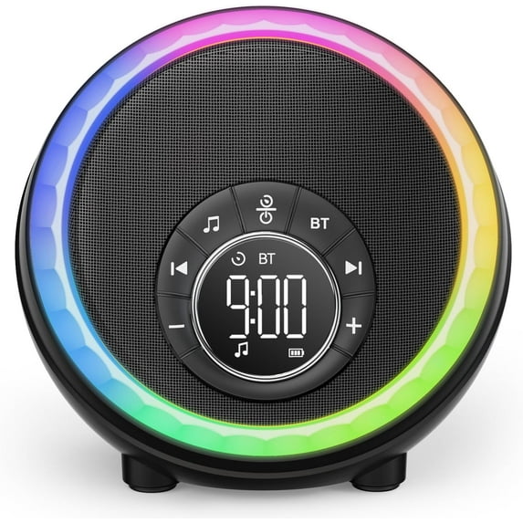 Night Light Bluetooth Speaker Alarm Clock, Portable Sound Machine with ...