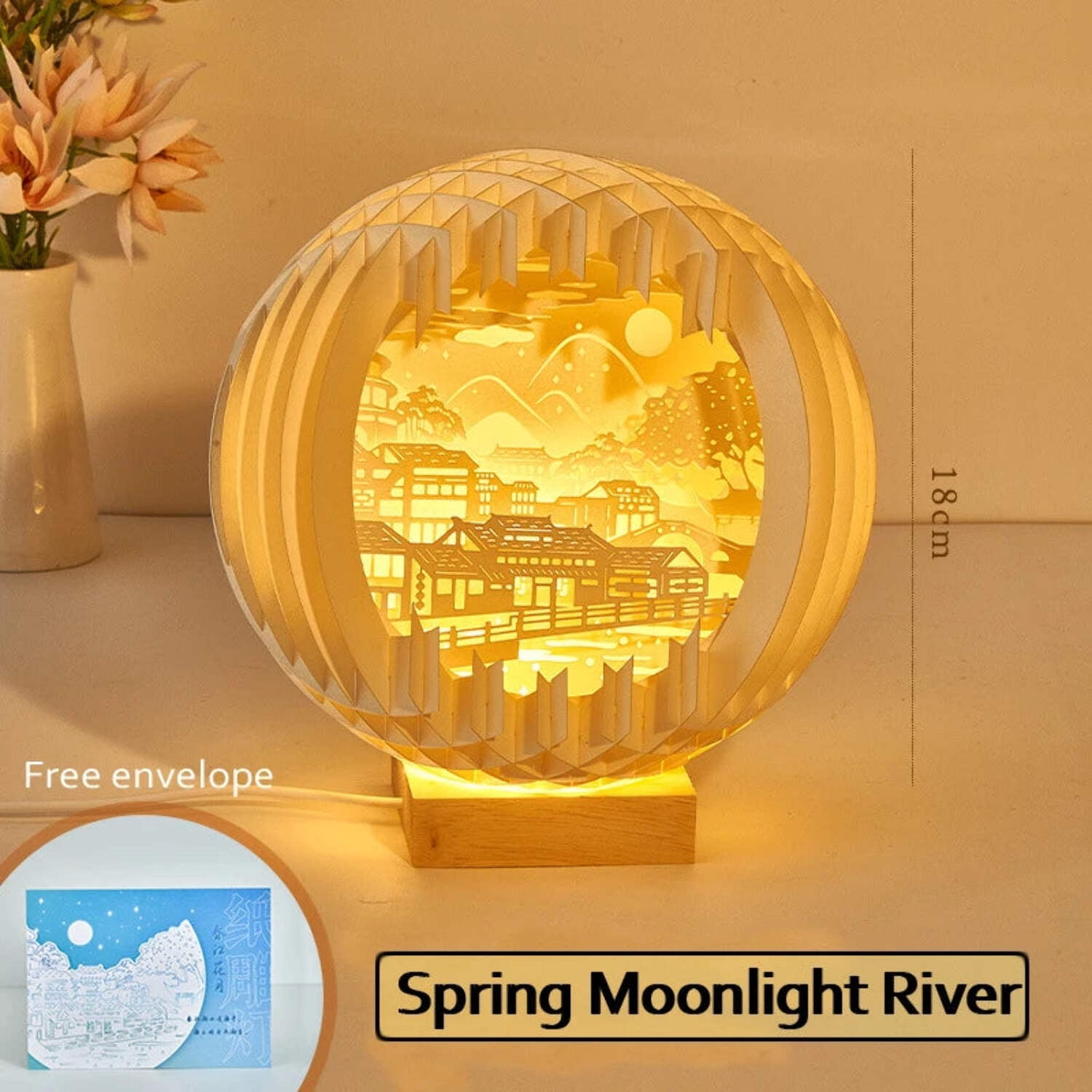 Night Light Creative 3D Stereoscopic Led Paper Carving Lamp with Wood ...