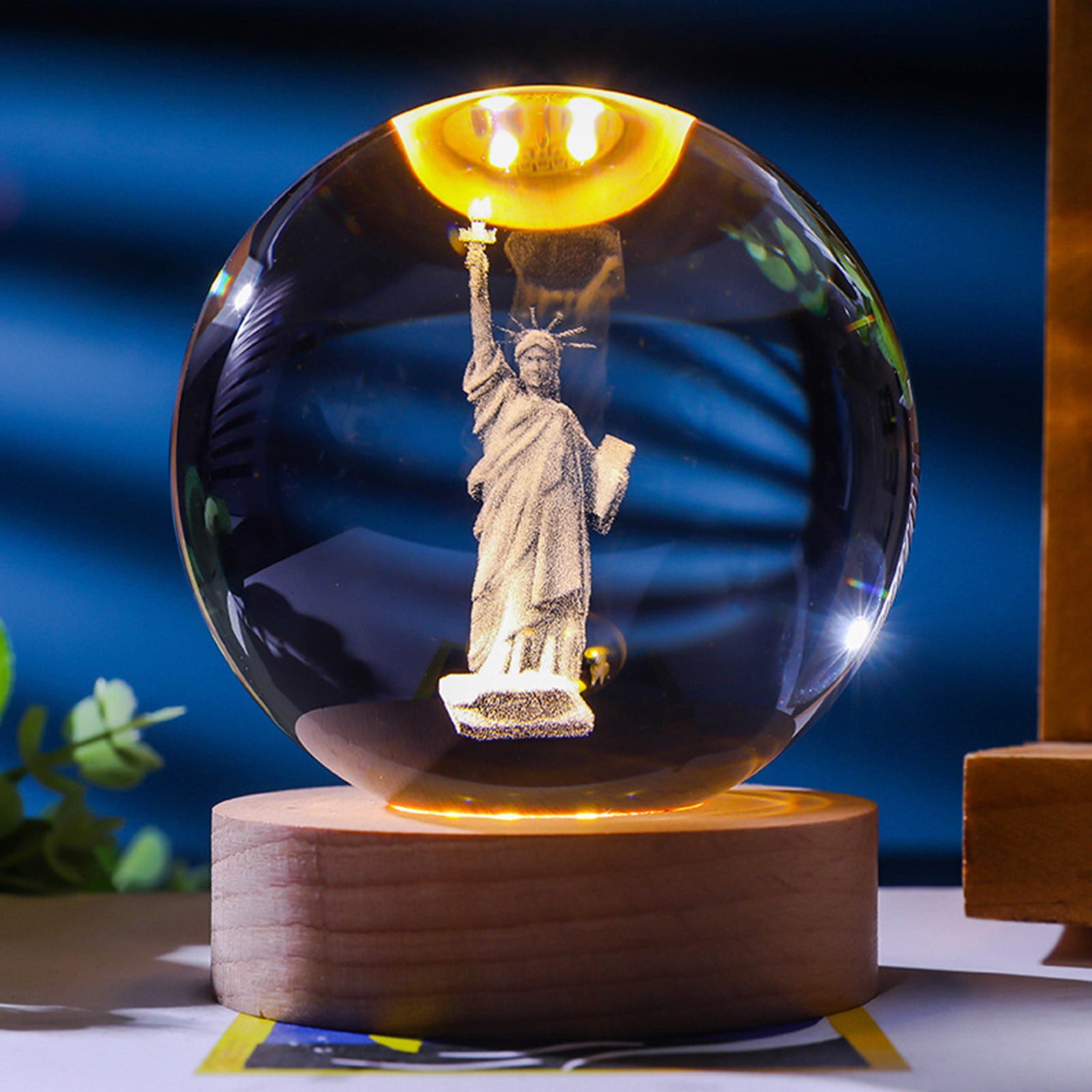 Night Light Crystal Ball Night Light Engraved Holy Family Figurine ...