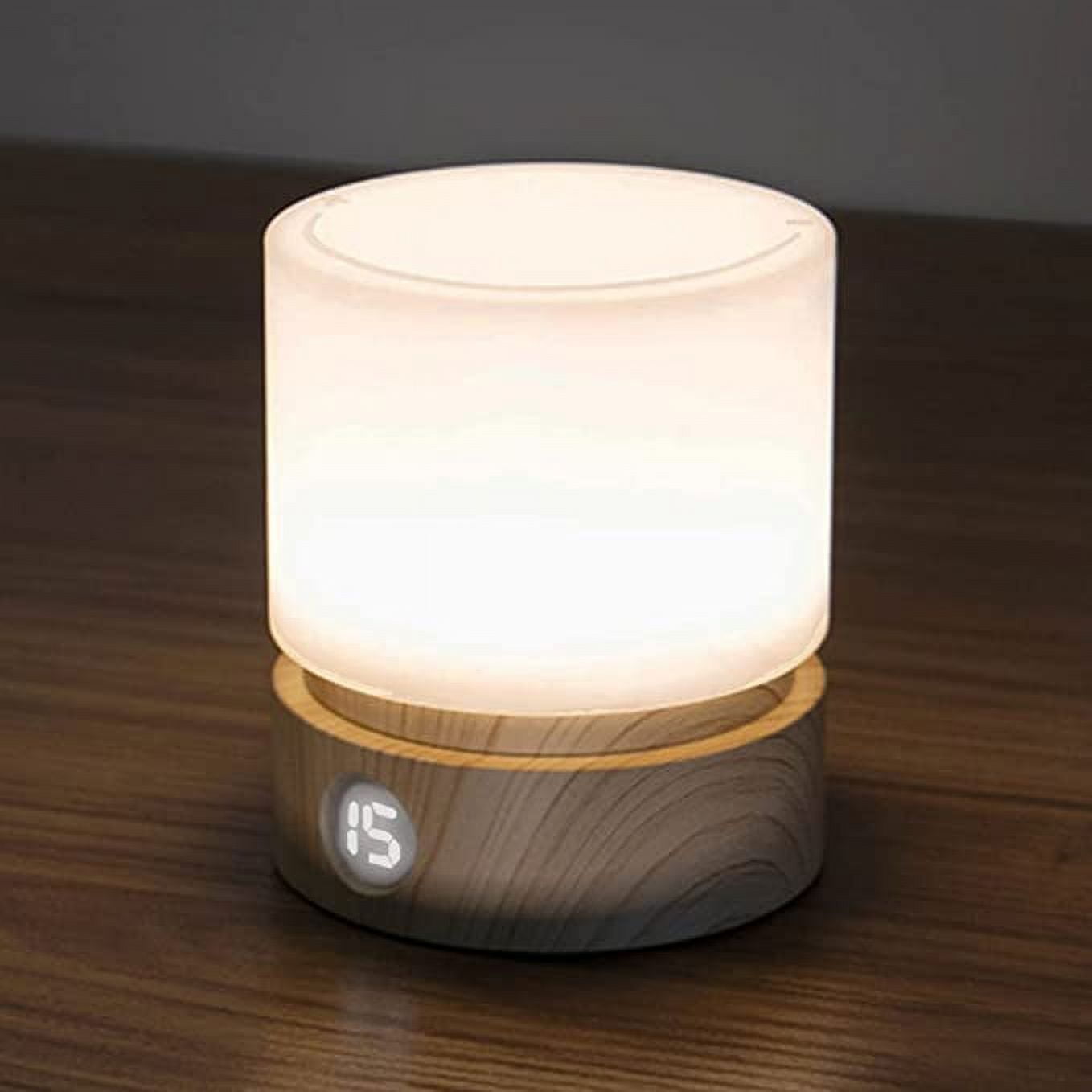 Night Light，Dimmable LED Bedside Lamp，Timer Night Light Kids，Woodgrain ...
