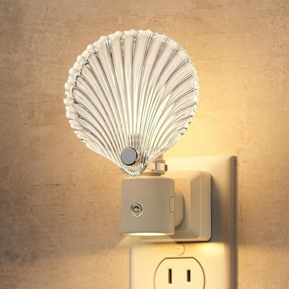 Night Light, Glass Shell Night Lights Plug into Wall, 3 Level ...