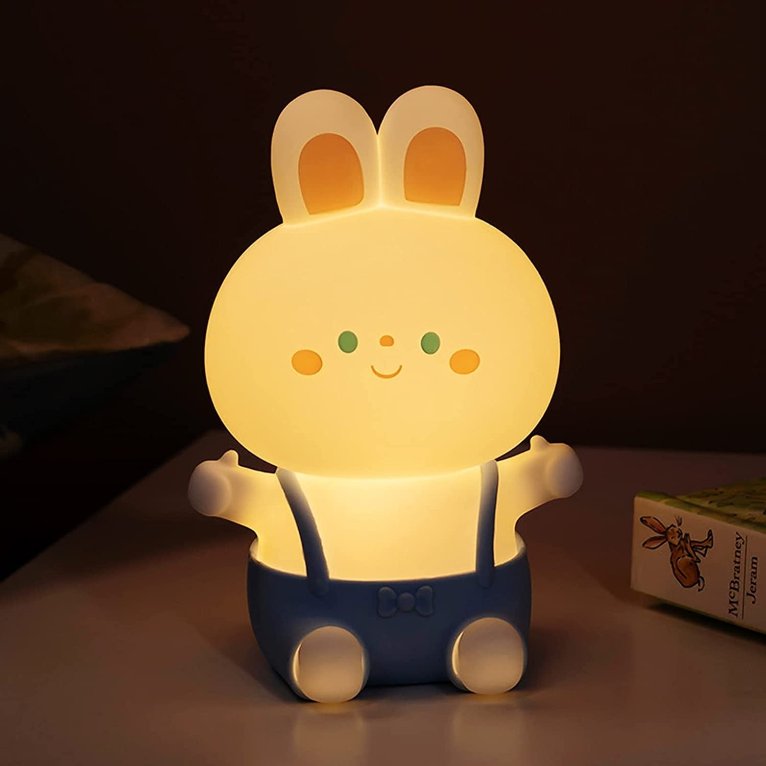 Night Light for Kids, Cute Blue Silicone Nursery Bunny Lamp for Babies ...