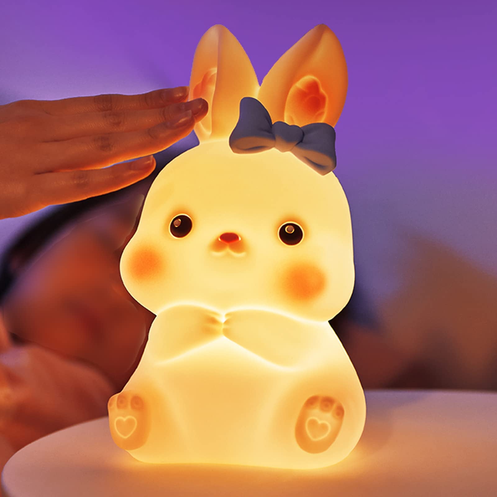 Night Light for Kids, Cute Squishy Bunny Silicone Lamp,Kawaii Animals ...