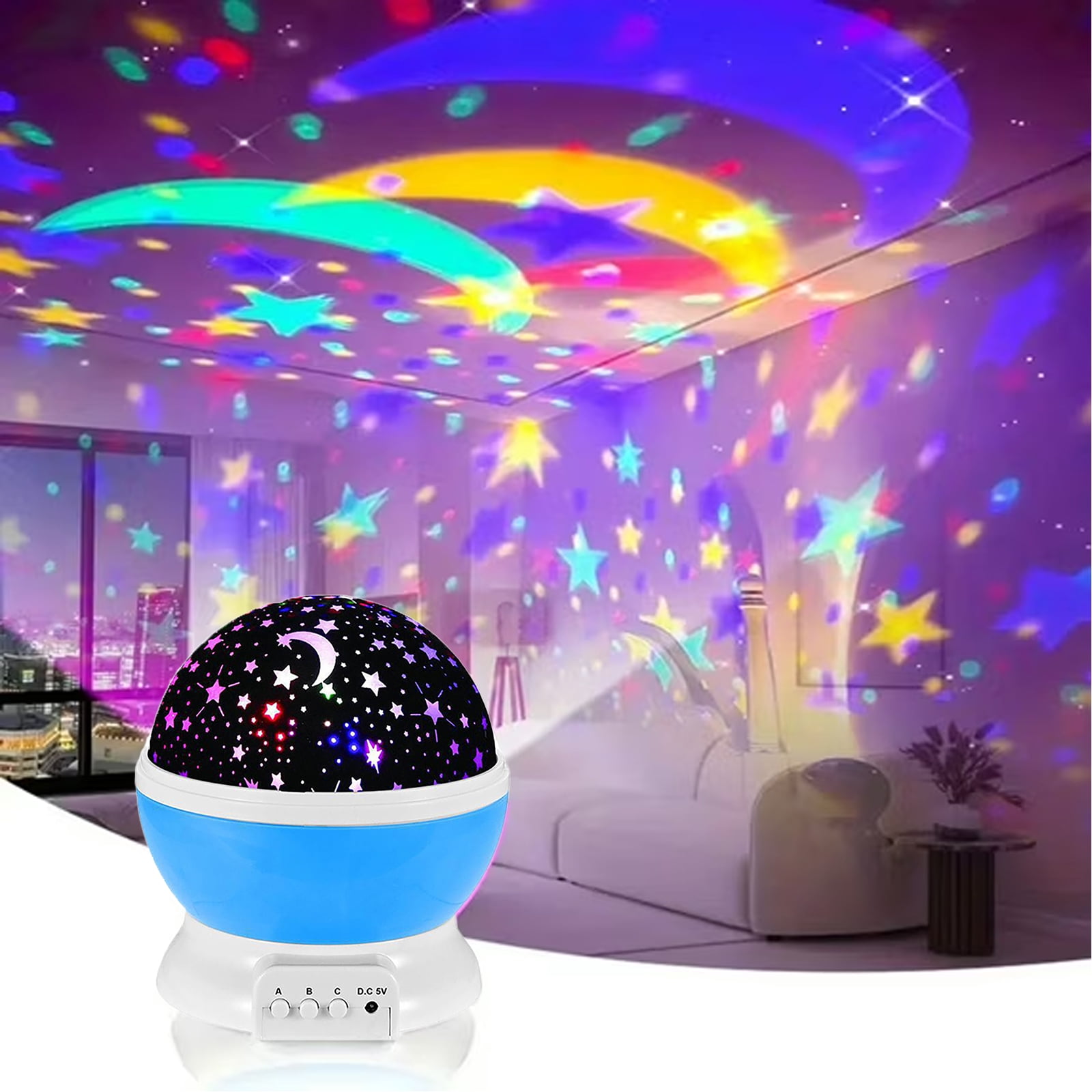 HQinX Star Projector Night Light for Kids: 4 LED Beads, 9 Dreamy Color ...