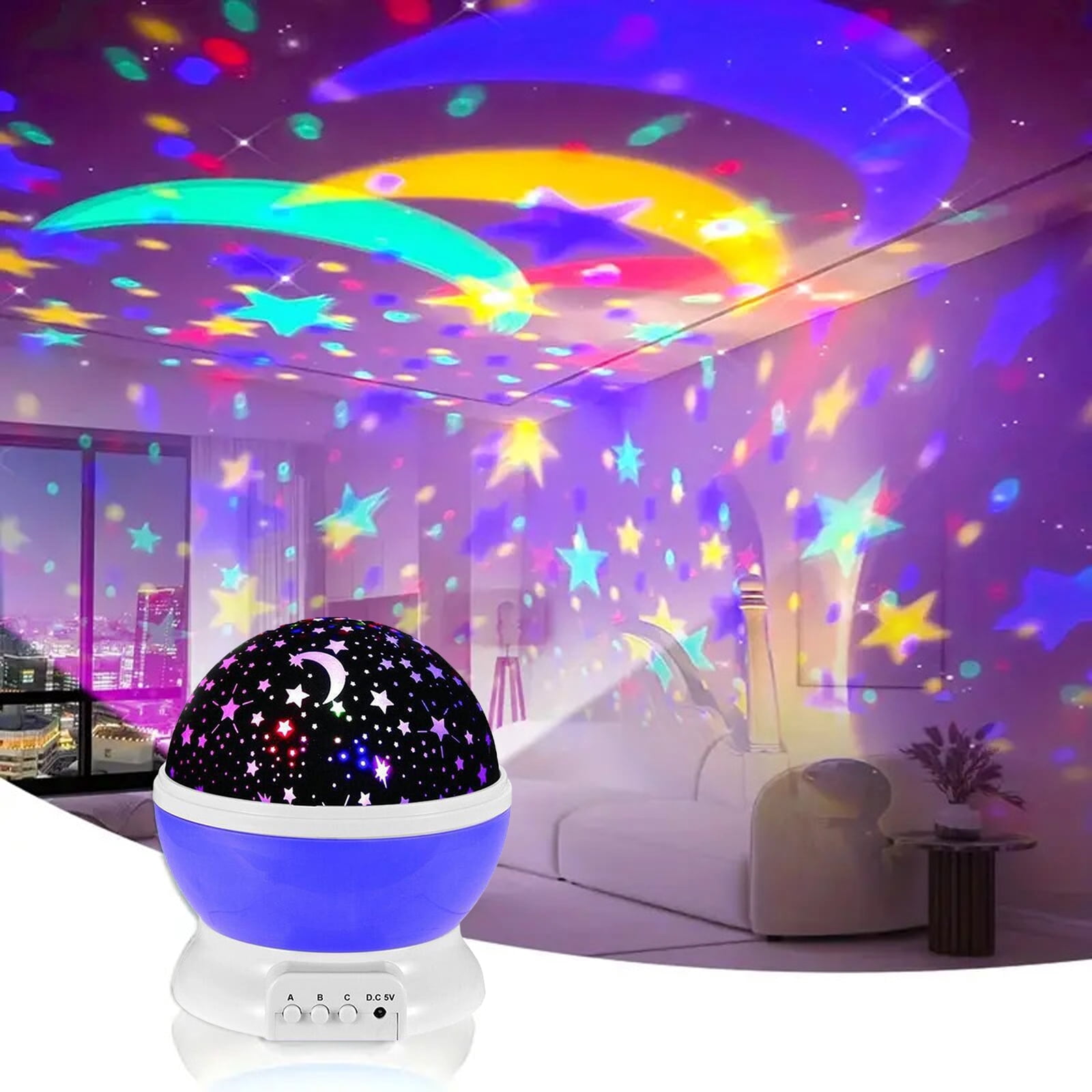 HQinX Star Projector Night Light for Kids: 4 LED Beads, 9 Dreamy Color ...