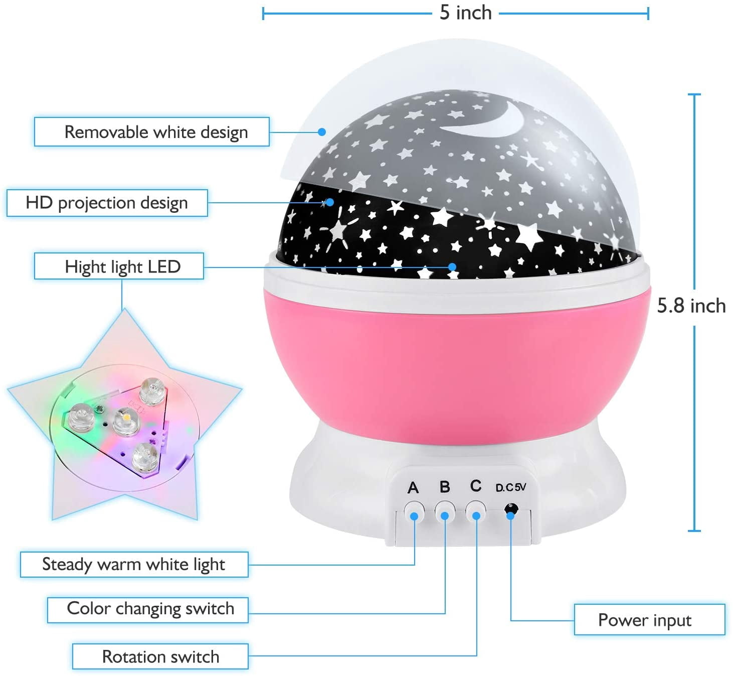 Night Light for Kids,Star Projector 360 Degree Rotation ,Projection ...
