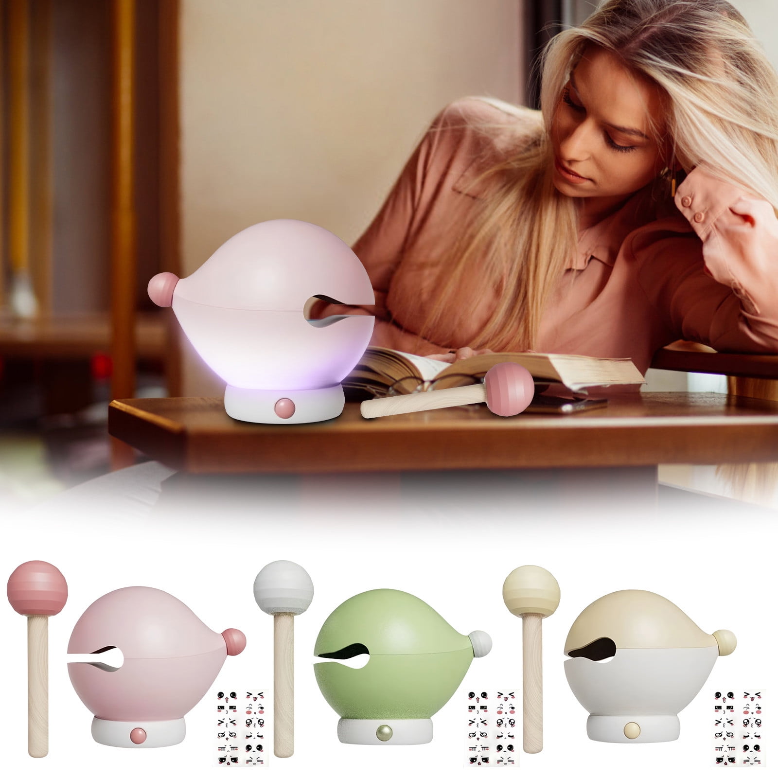 Night Light Lamp | Cute Wooden Fish-Inspired LED Desk Lamp | 3-Color ...