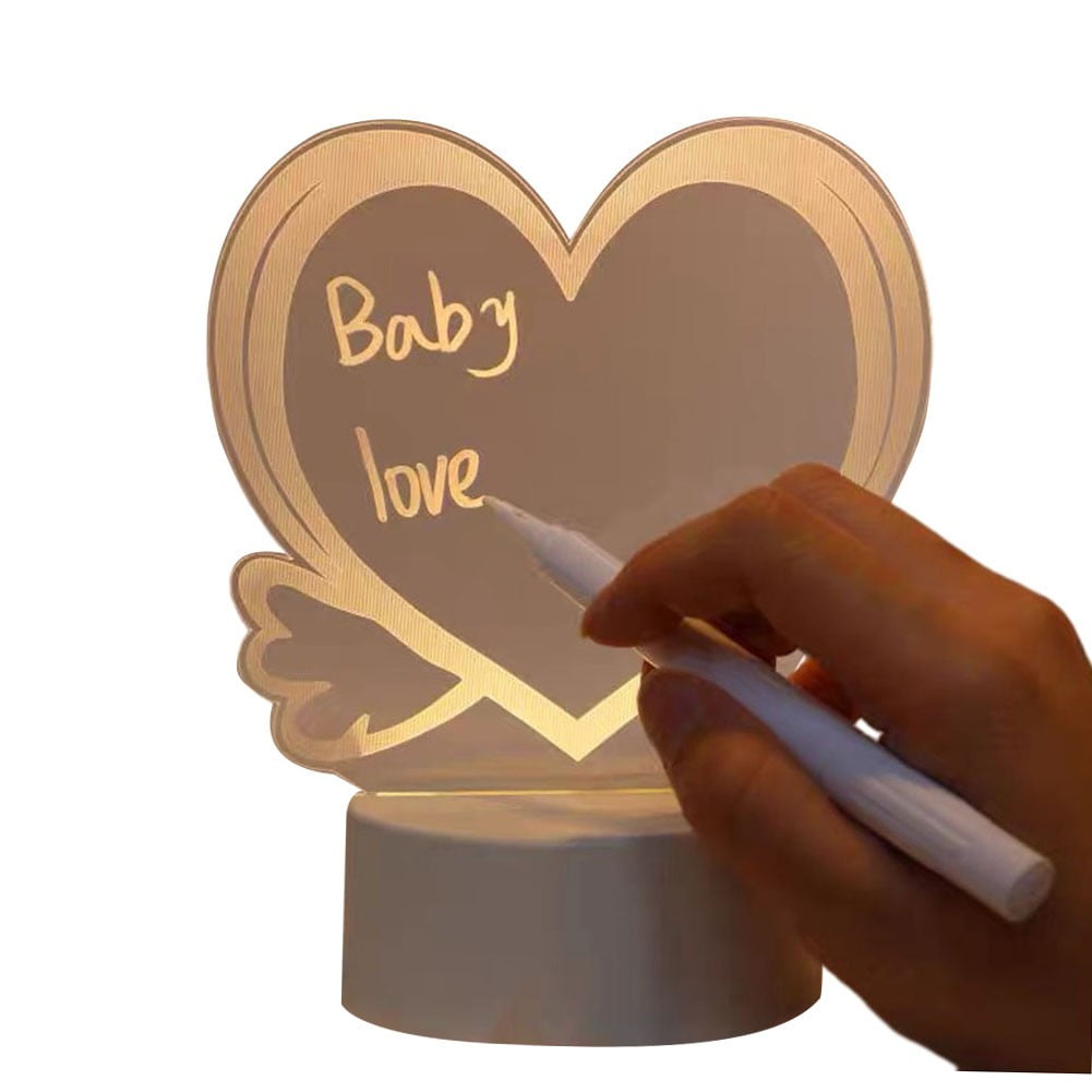 Night Light Love Acrylic Dry Erase Board Lamp Lighted Doodle Message ...