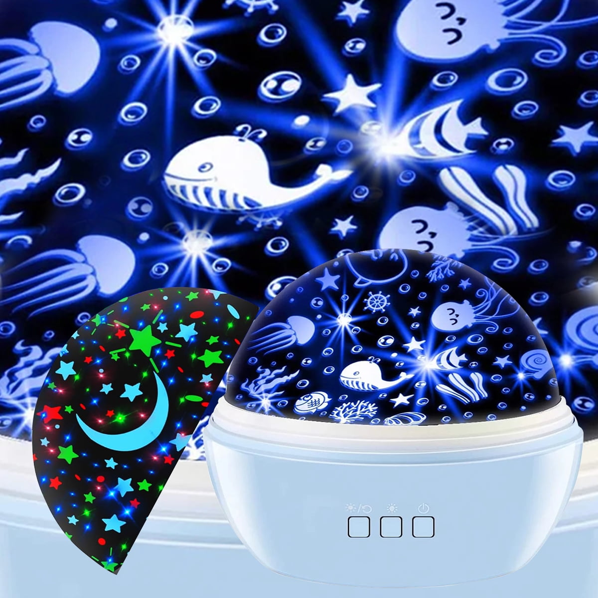 Delicacy 2-in-1 Night Light Projector, Ocean Undersea & Starry Sky, 360 ...