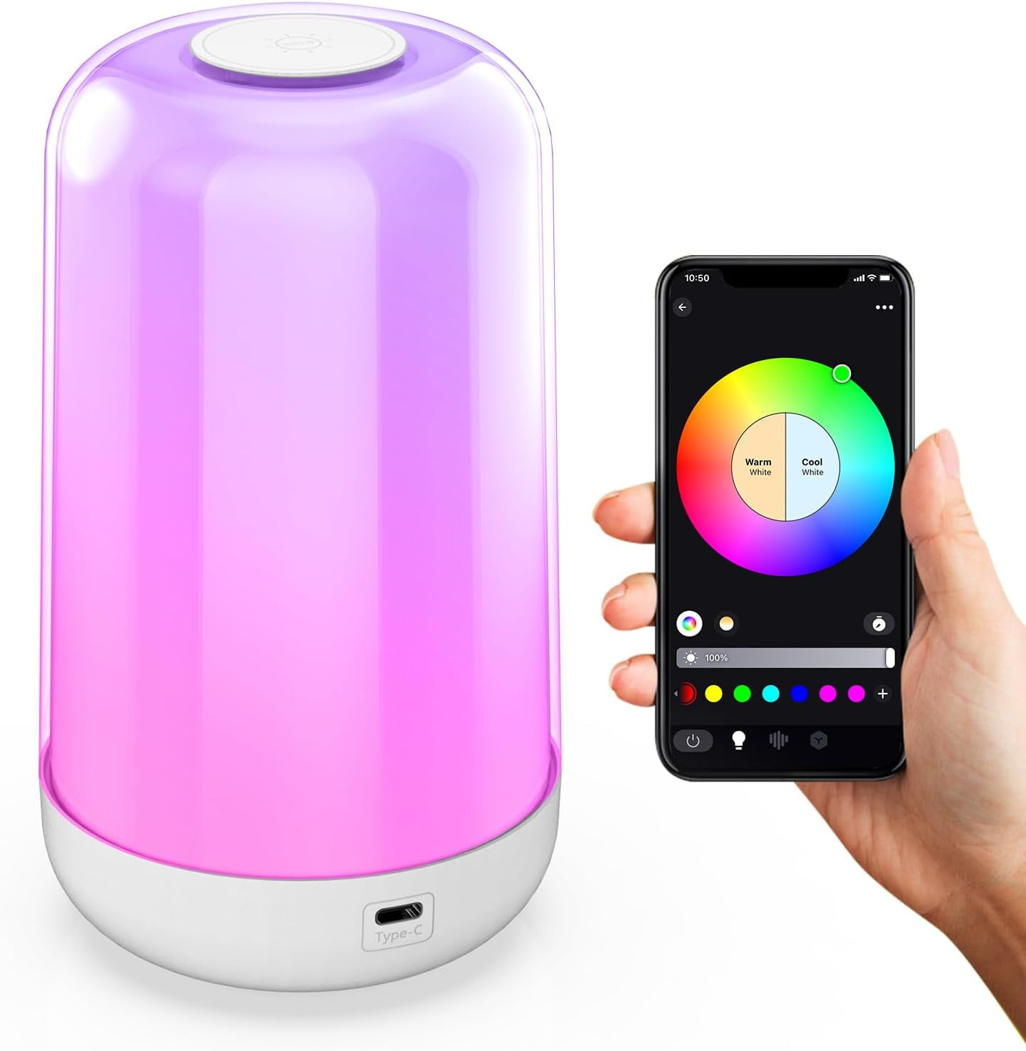 Night Light Seven Color dimmable Design Touch Control Table lamp ...