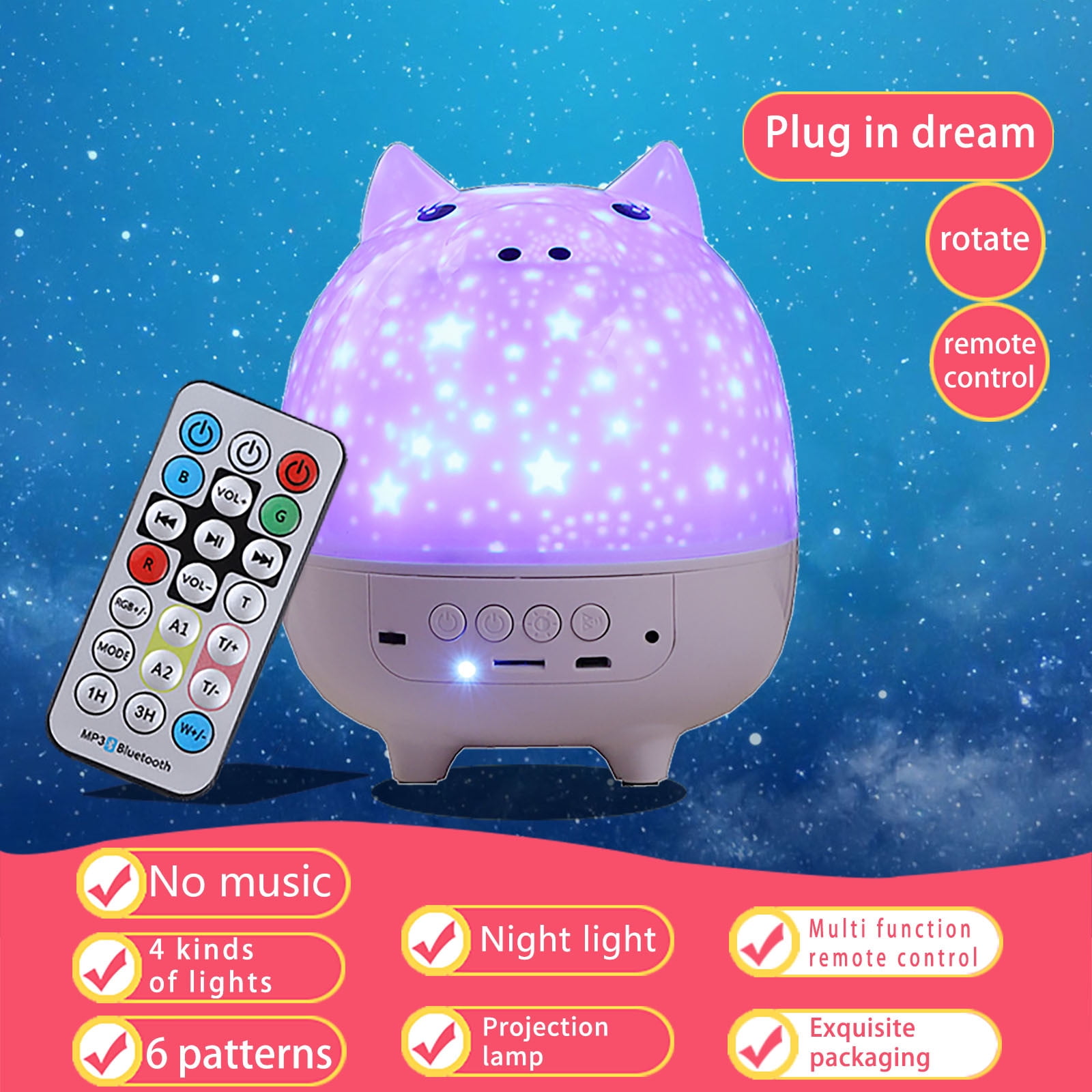 Night Light Star Projector with Remote Control Timer Birthday Present ...