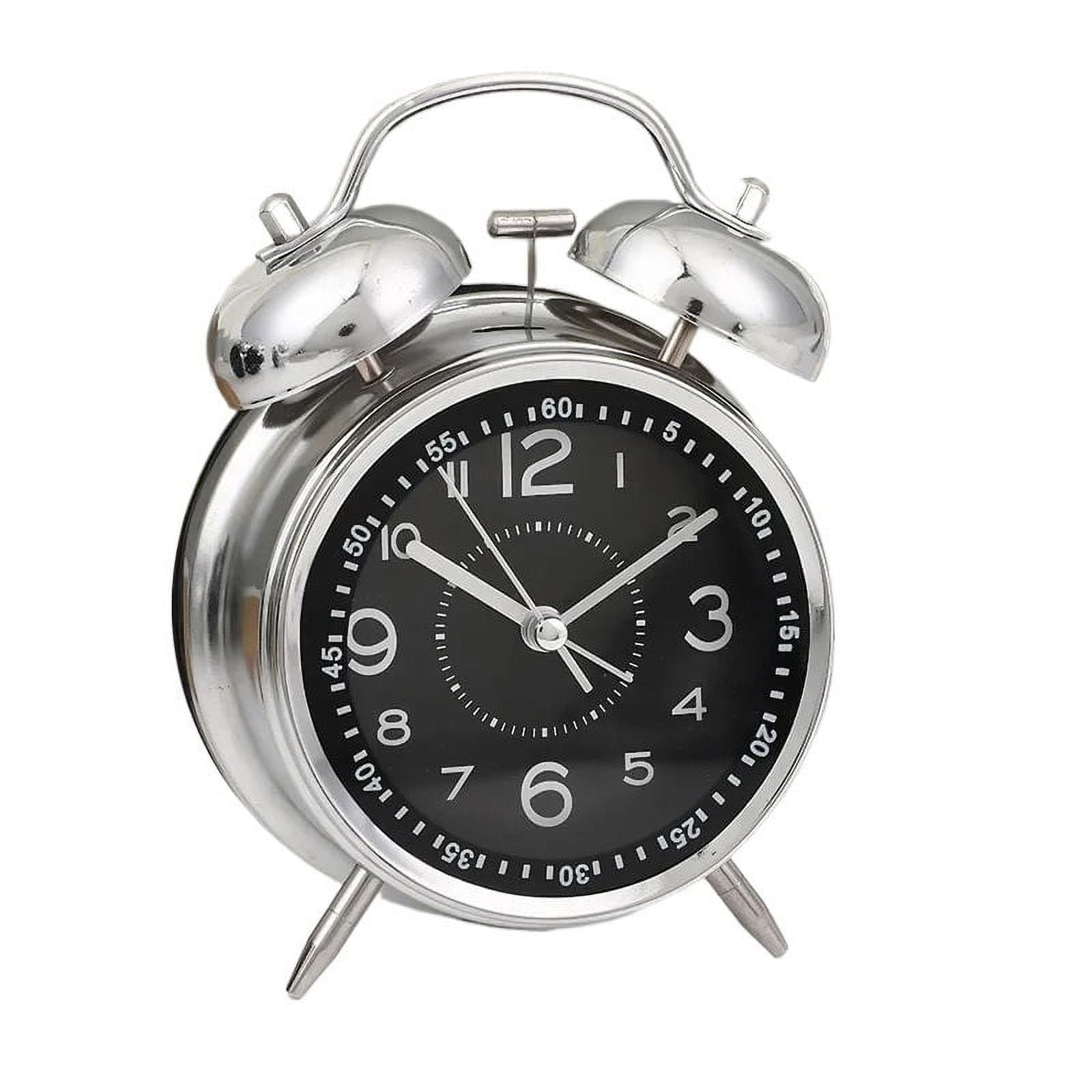 Night Light Twin Bell Alarm Clocks Metal Frame Battery Operate Loud ...