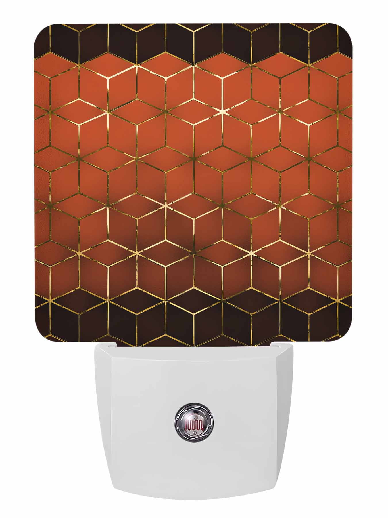 Night Lights Auto Sensor Burnt Orange Geometric Plug-in LED Nightlights ...