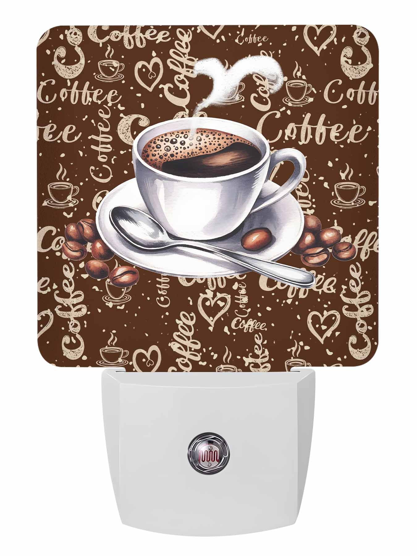 Night Lights Auto Sensor Coffee Cup Beans Plug-in LED Nightlights Lamp ...