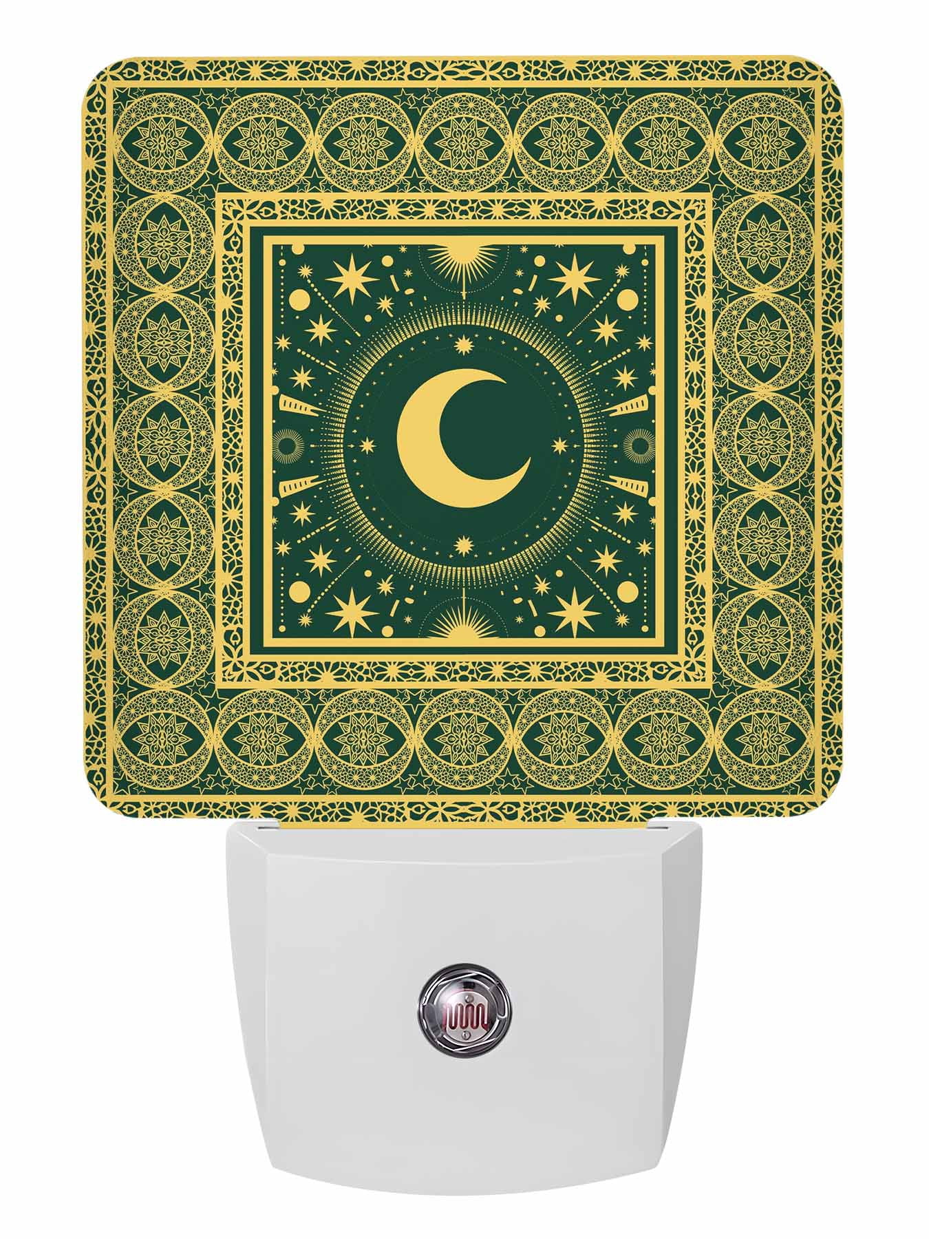 Night Lights Auto Sensor Green Stars Moon Plug-in LED Nightlights Lamp ...