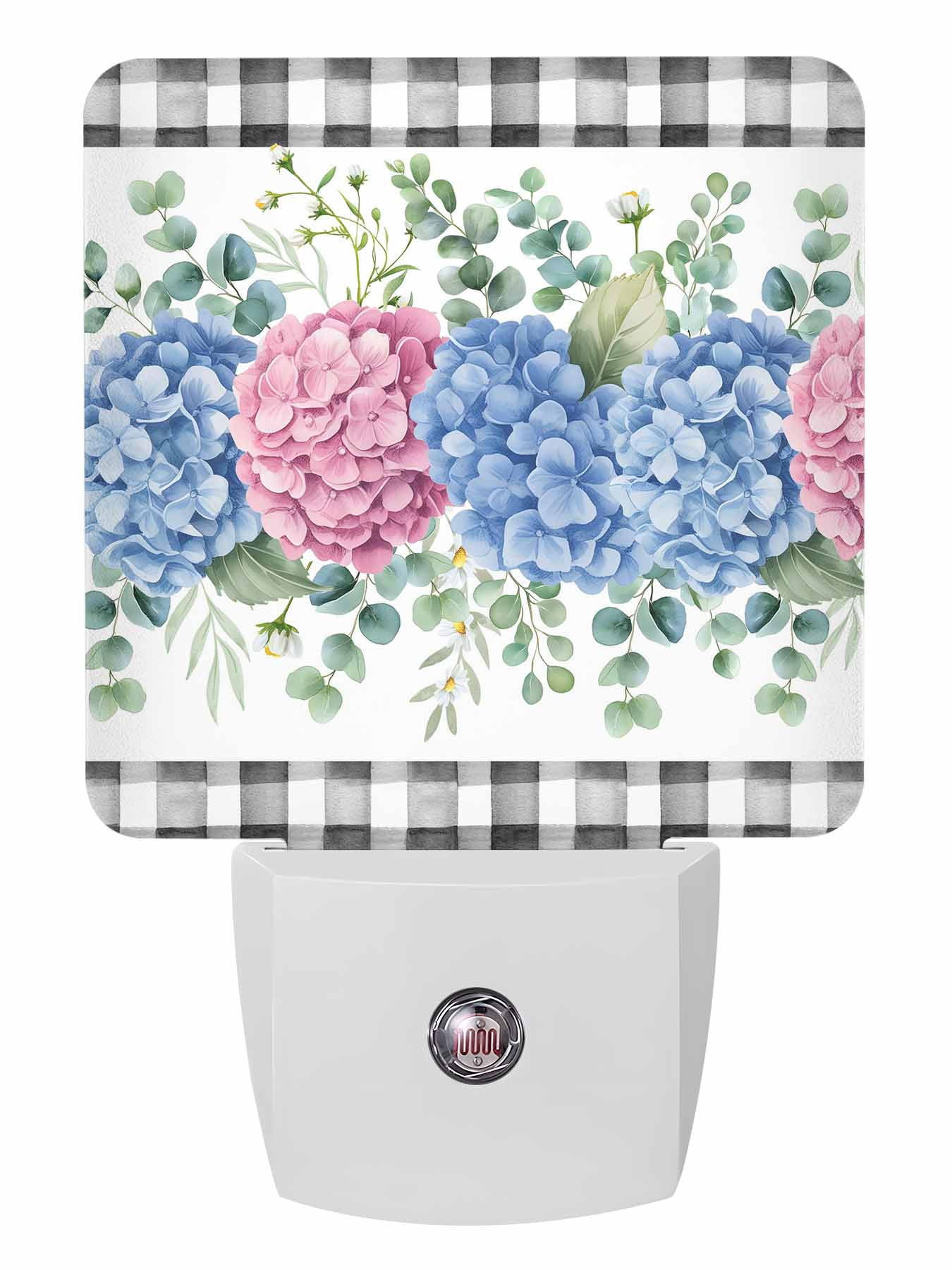 Night Lights Auto Sensor Hydrangea Flower Plug-in LED Nightlights Lamp ...