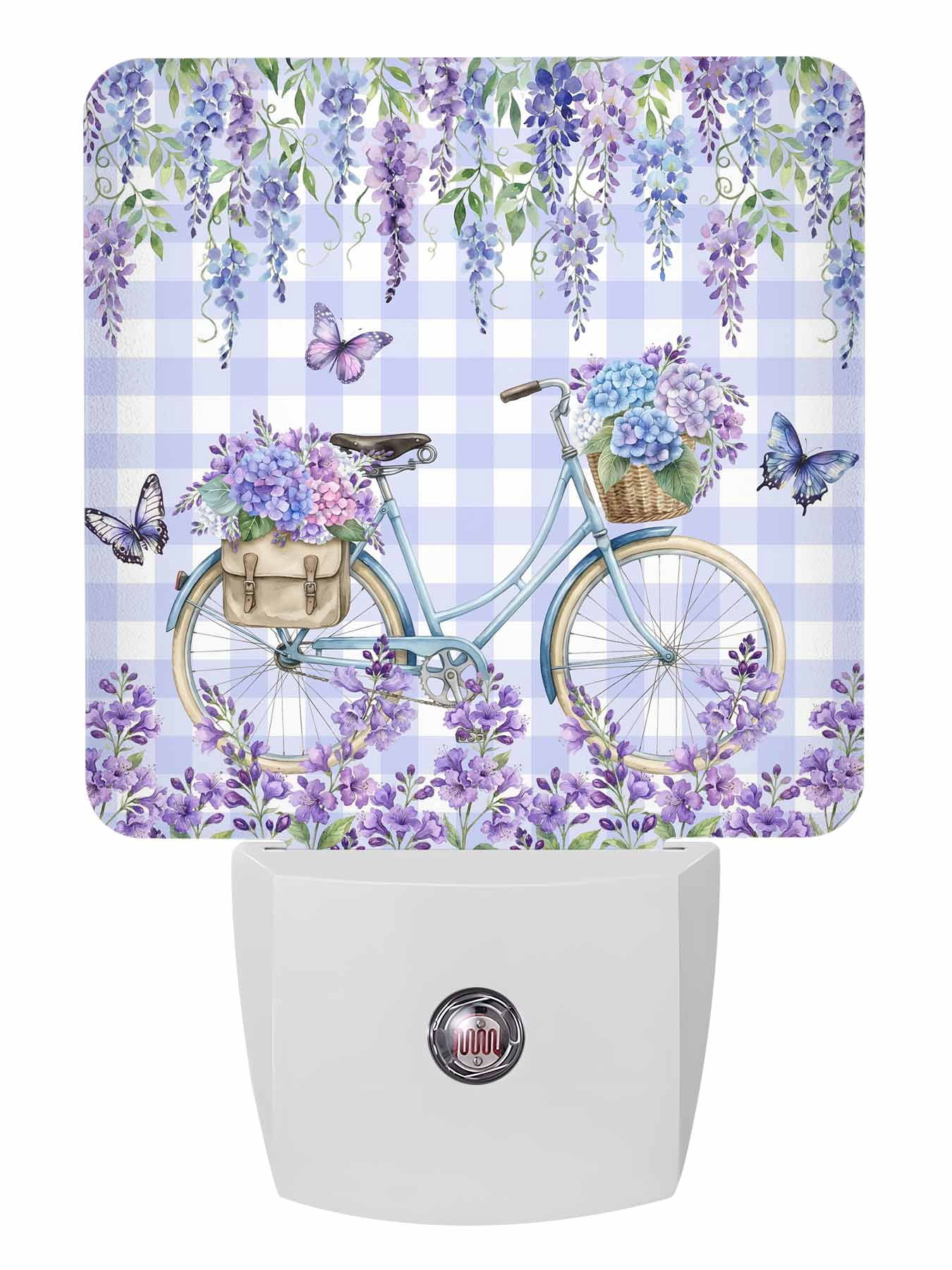 Night Lights Auto Sensor Lavender Bicycle Plug-in LED Nightlights Lamp ...