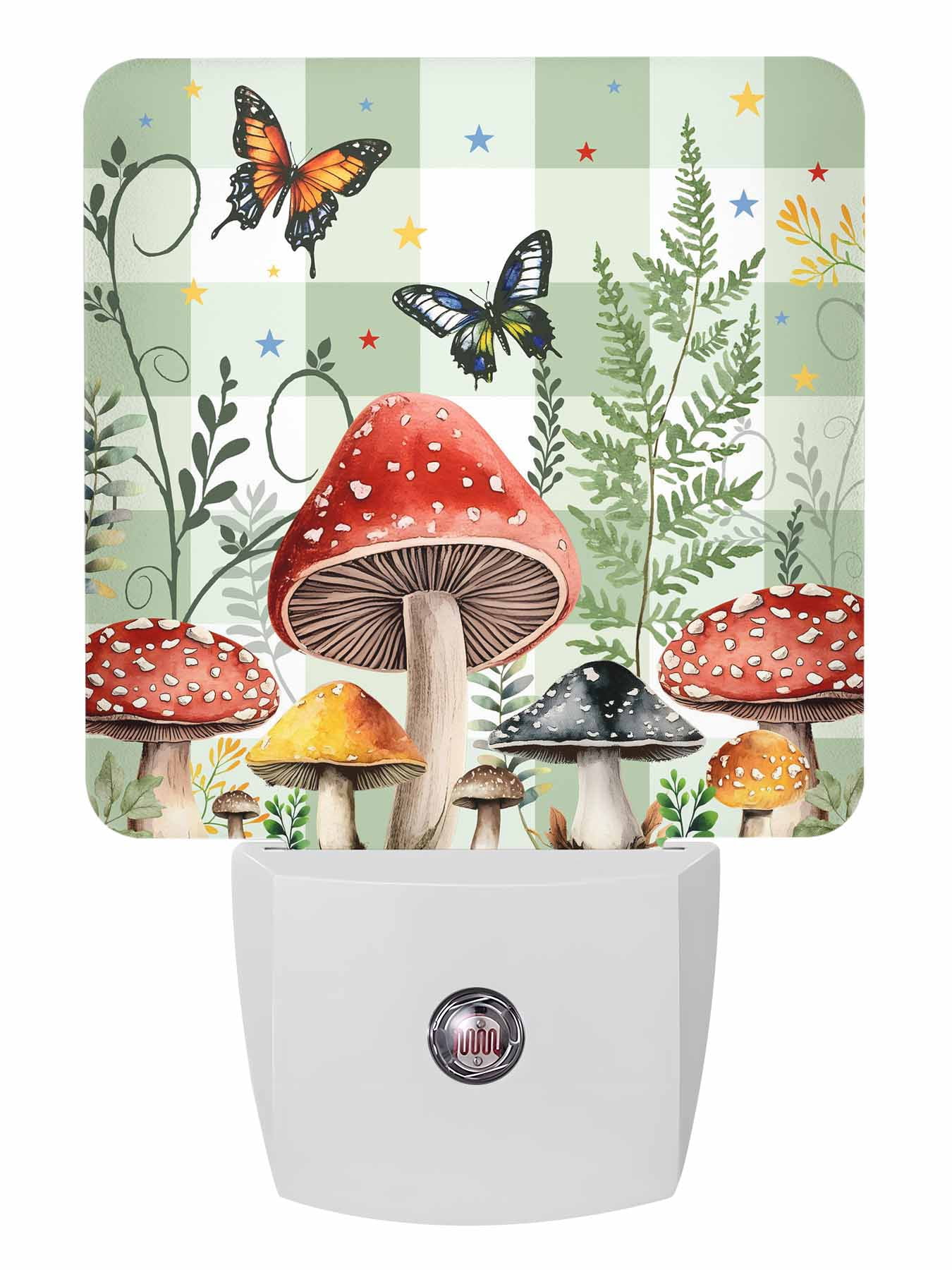 Night Lights Auto Sensor Mushrooms Plug-in LED Nightlights Lamp Dusk to ...