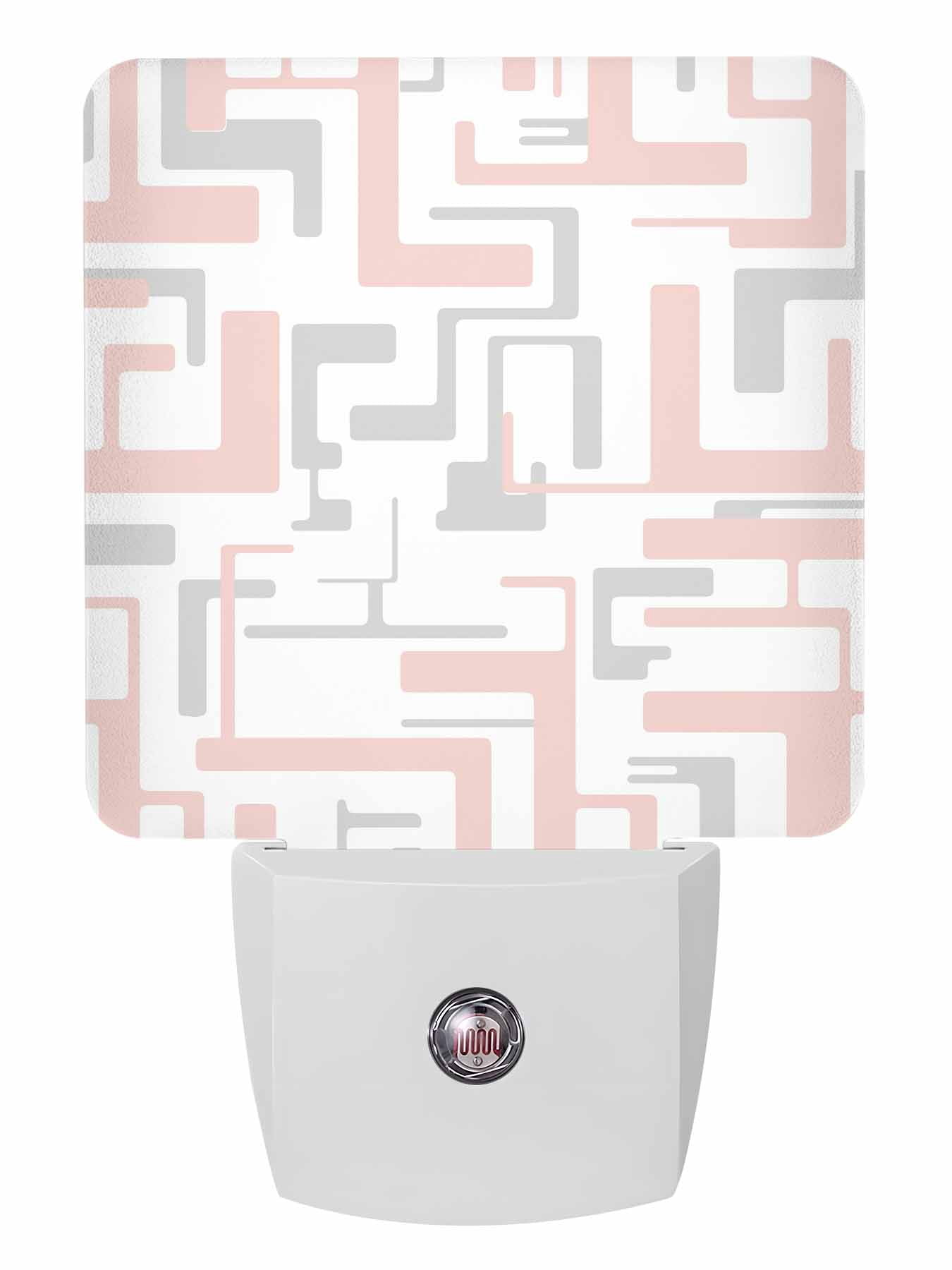 Night Lights Auto Sensor Pink Geometric Stripes Plug-in LED Nightlights ...