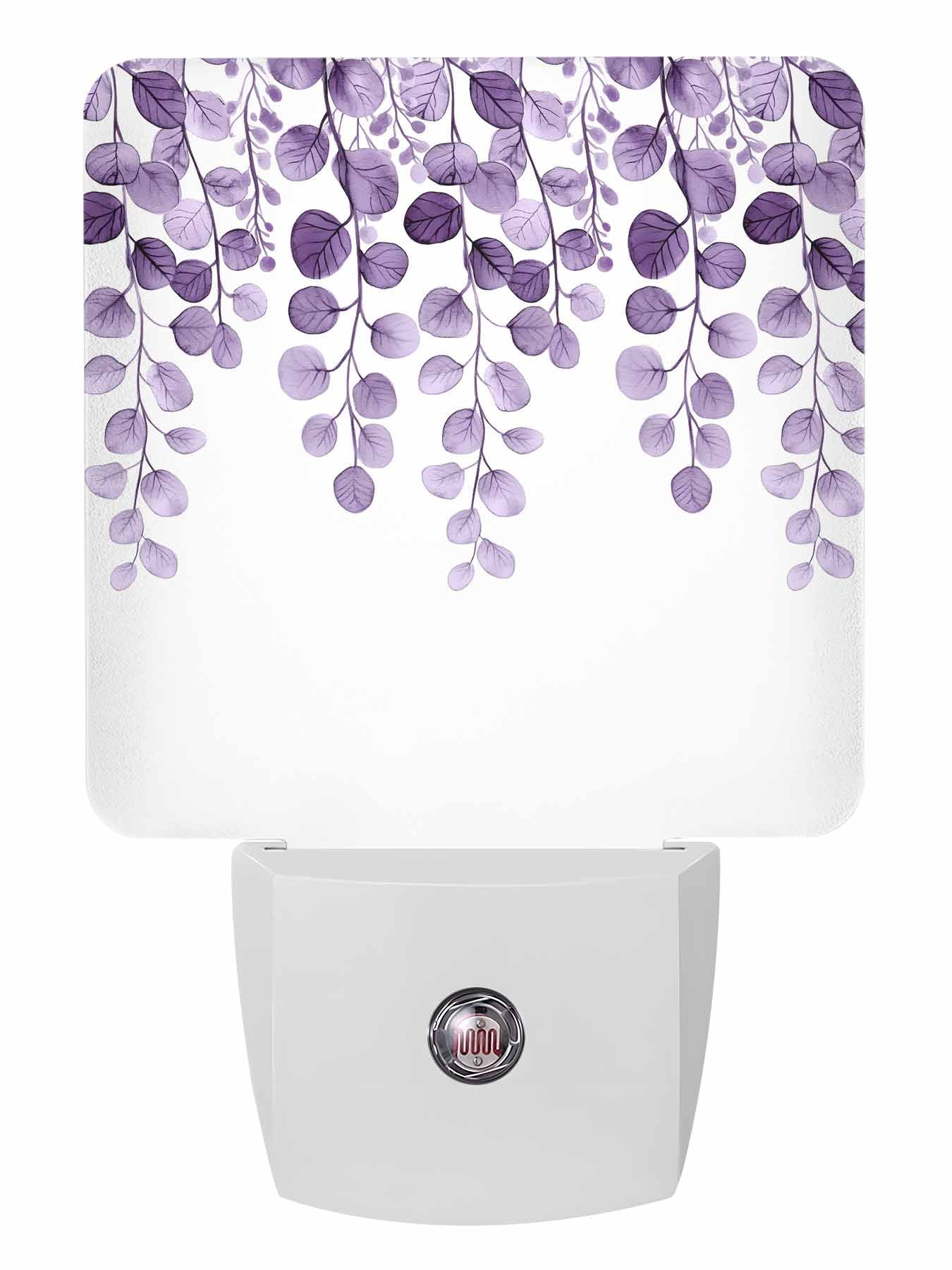 Night Lights Auto Sensor Purple Eucalyptus Leaf Plug-in LED Nightlights ...