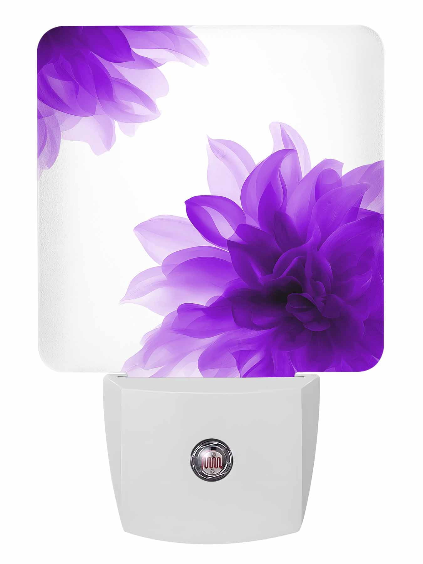 Night Lights Auto Sensor Purple Floral Plug-in LED Nightlights Lamp ...