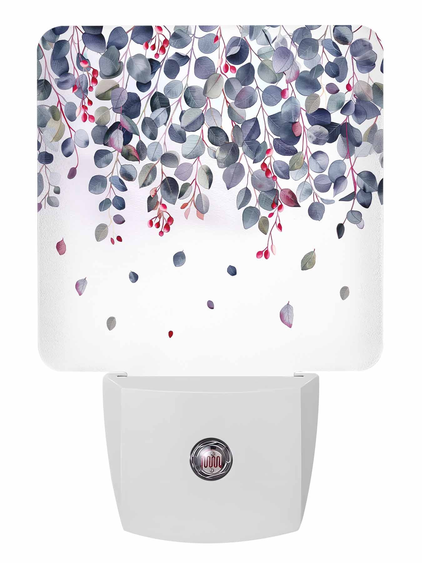 Night Lights Auto Sensor Purple Leaves Plug-in LED Nightlights Lamp ...