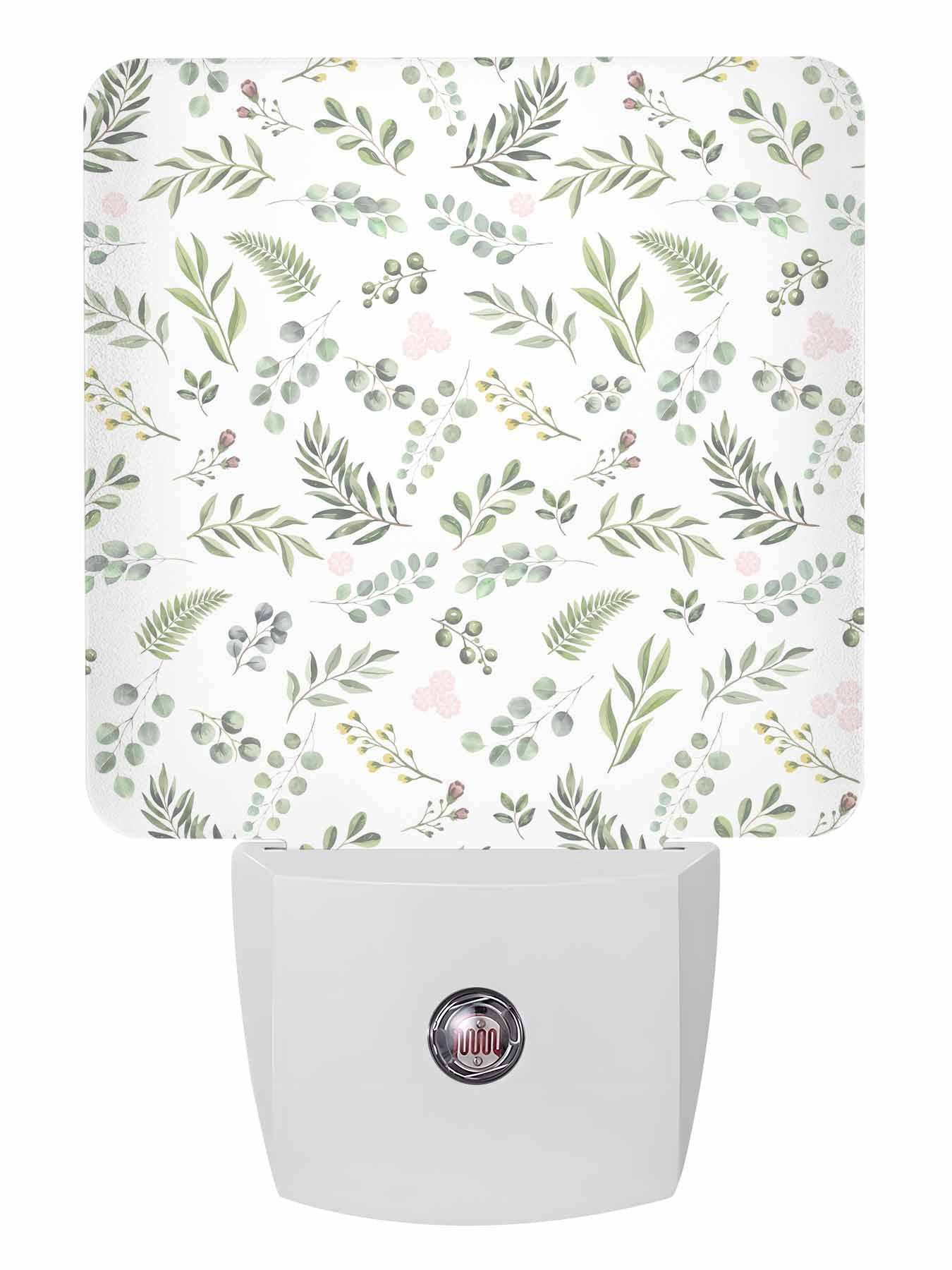 Night Lights Auto Sensor Sage Green Berry Leaves Plug-in LED ...