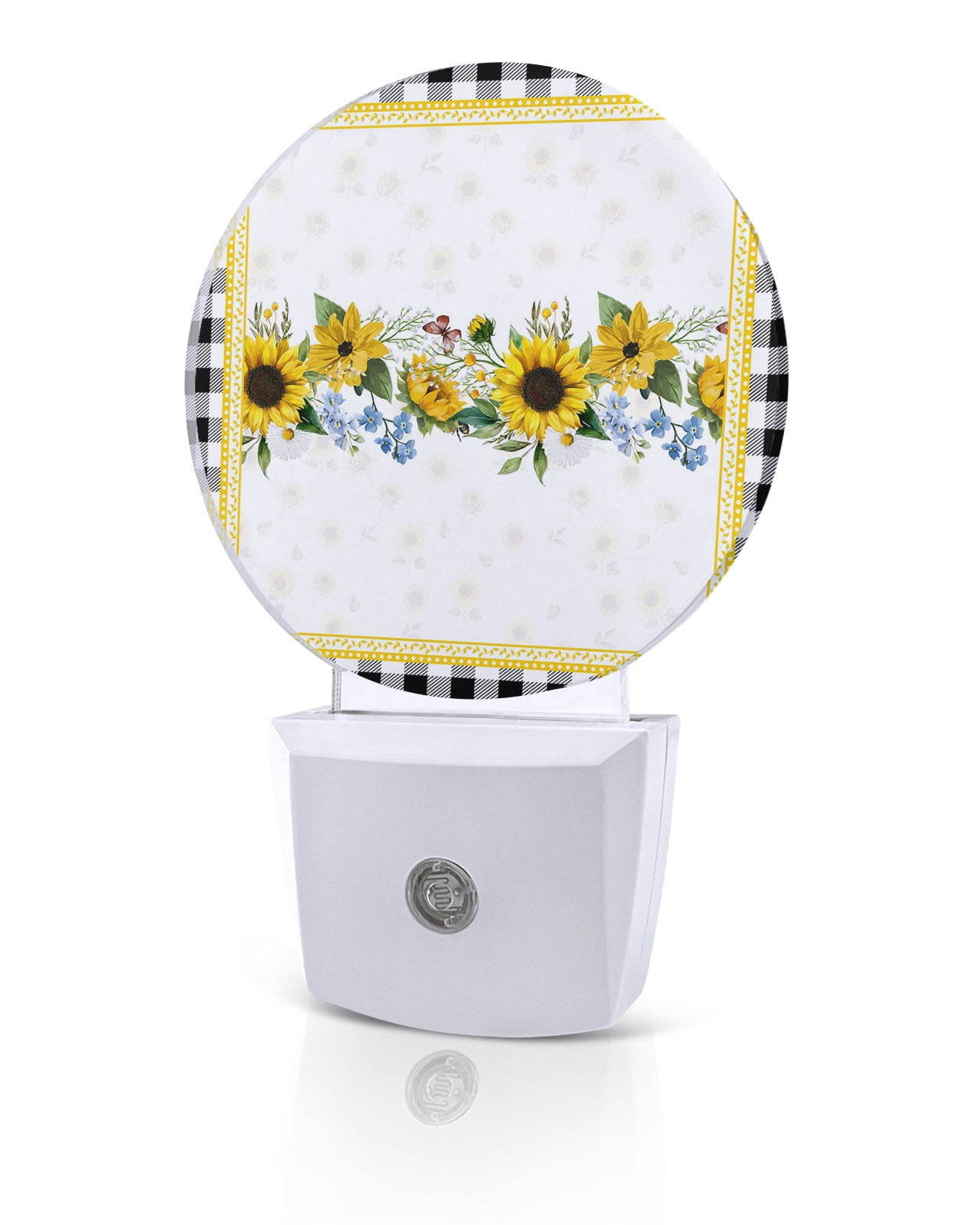 Night Lights Auto Sensor Sunflower Night Light Yellow Floral Black ...