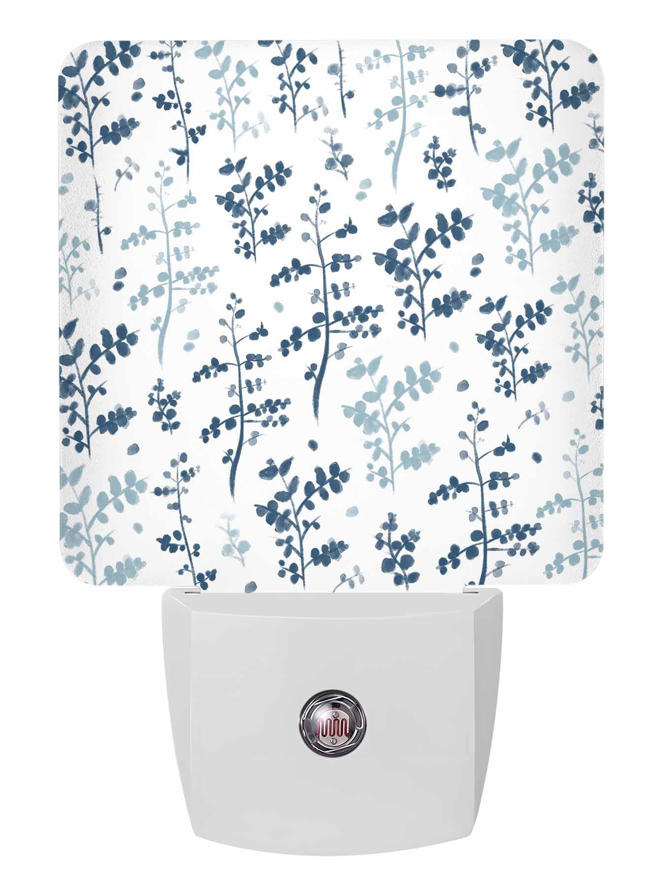 Night Lights Auto Sensor Teal Blue Leaves Plug-in LED Nightlights Lamp ...